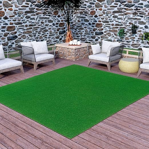 Amazon.com: Waterproof Solid Grass Design Indoor/Outdoor 7x10 Modern ...