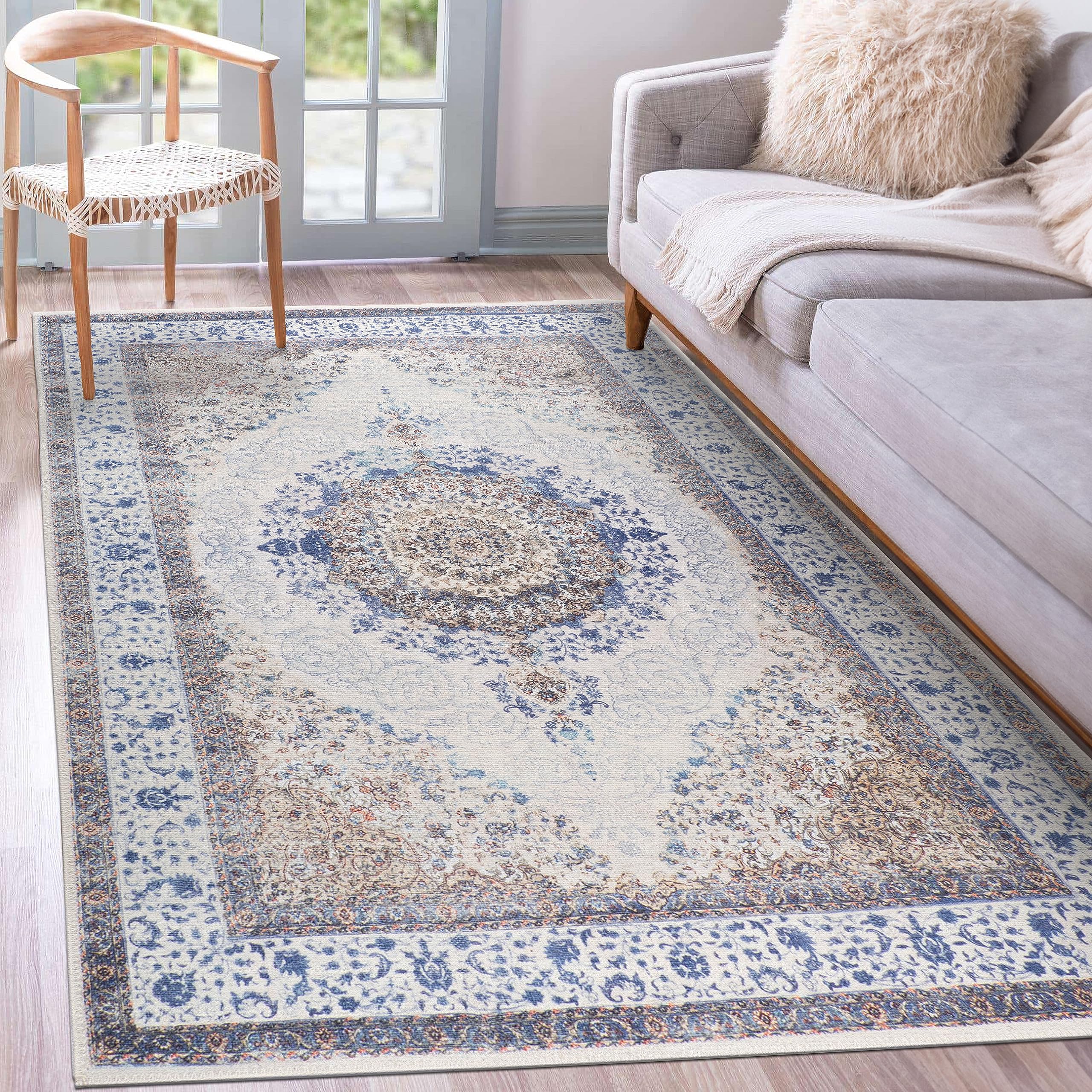 Machine Washable Rug with Non Slip Backing, Living Room Rug, Kitchen ...