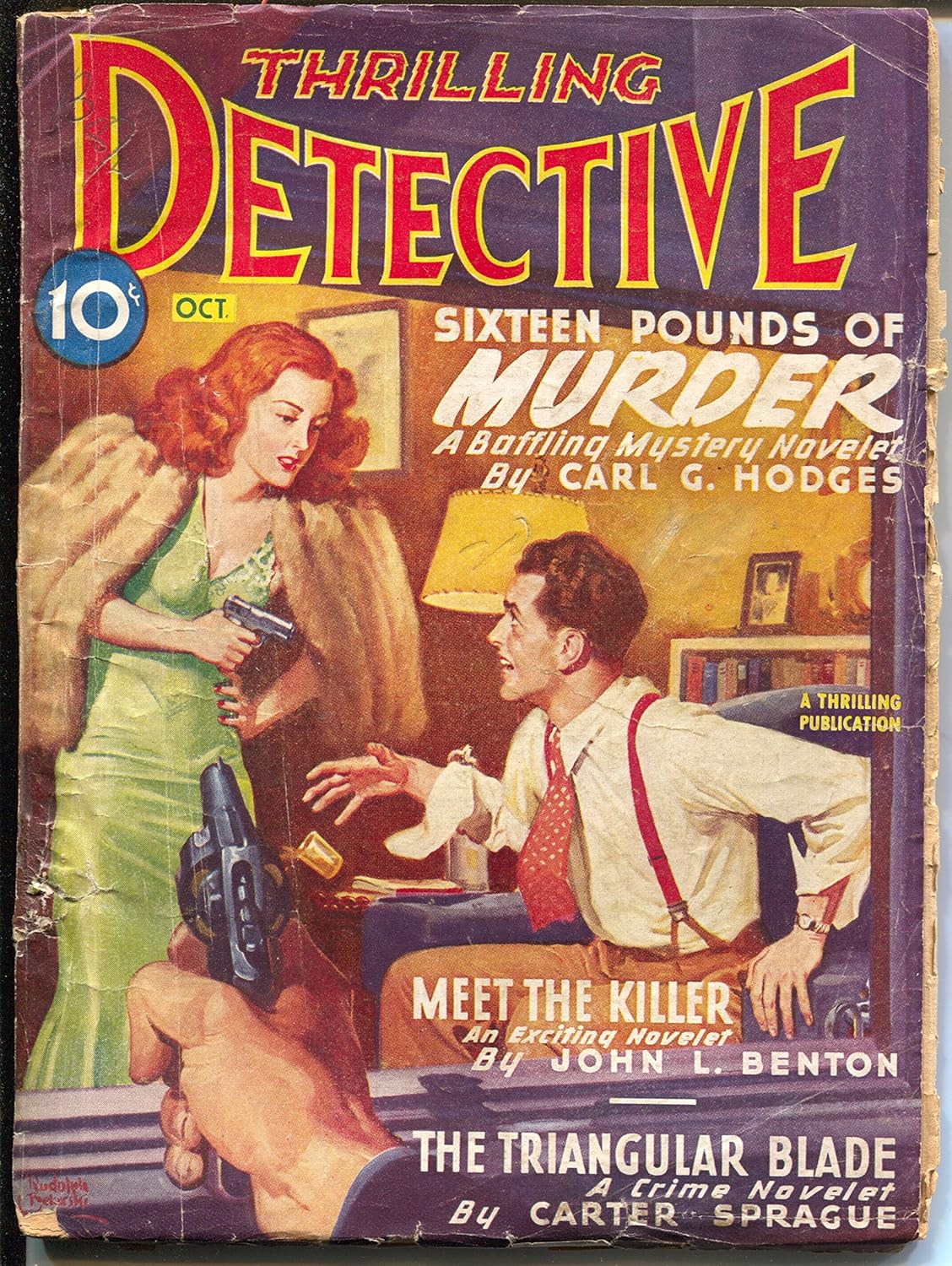 Thrilling Detective 10/1946-Gun Moll cover-hard boiled pulp crime ...