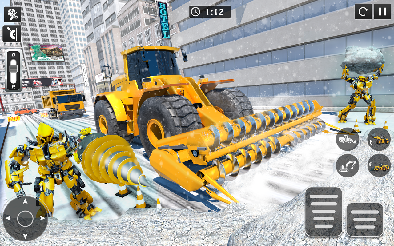 Snow Excavator Crane Simulator City Construction Bulldozer Plow Games ...