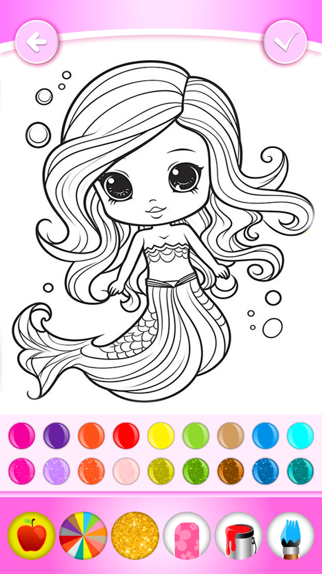 Kawaii & Chibi Mermaid kawaii Coloring Book Game Mermaid Coloring Book ...