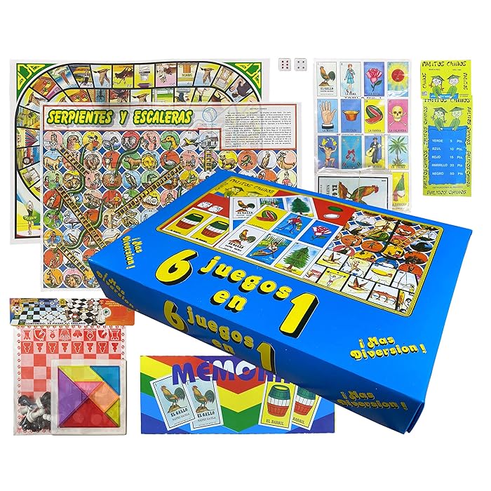 Buy Coladera Set of 8 Traditional Mexican Games with Chess and Tangram ...