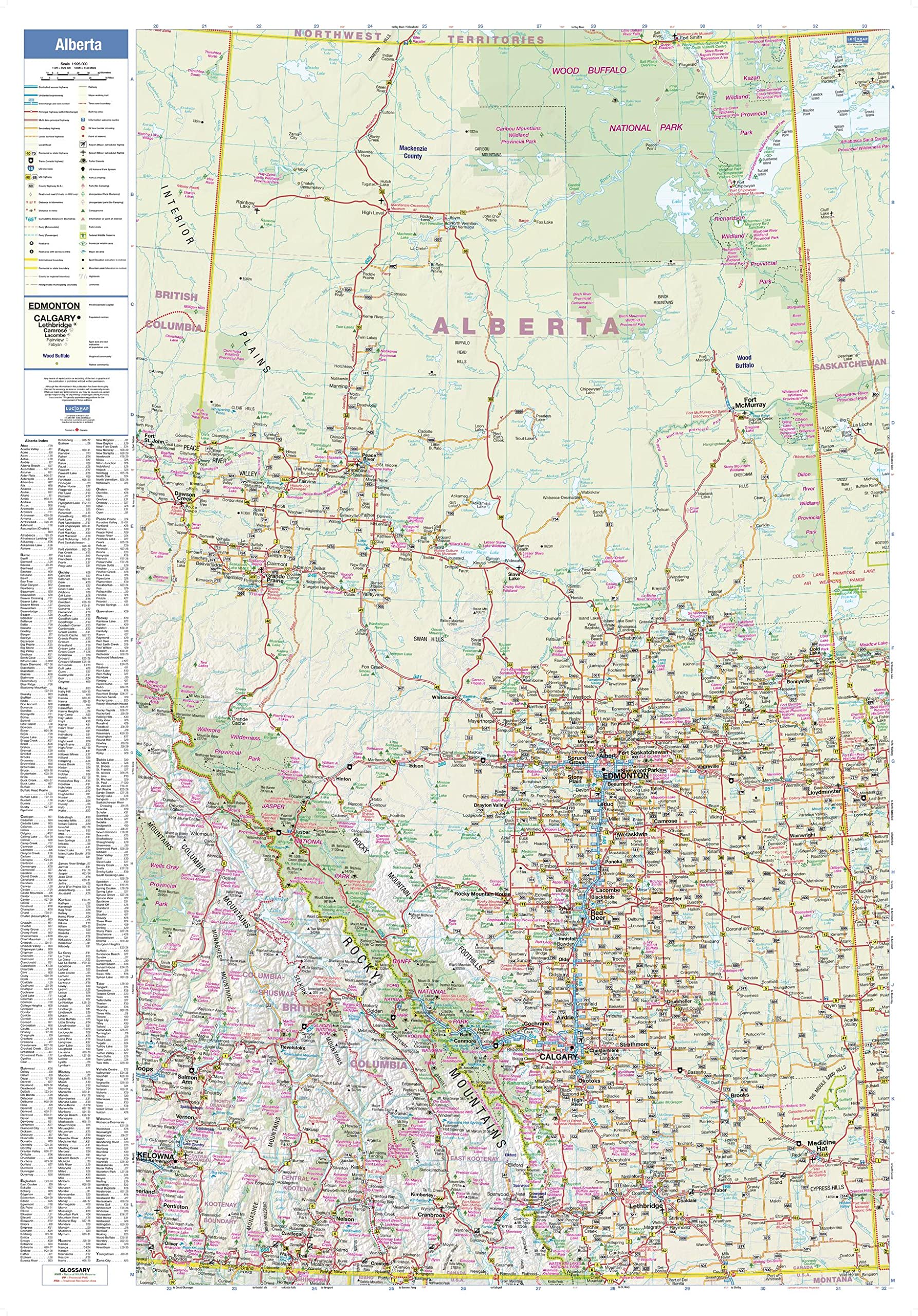Alberta Wall Map - Large - 37.5" x 54" Laminated : Amazon.ca: Office ...