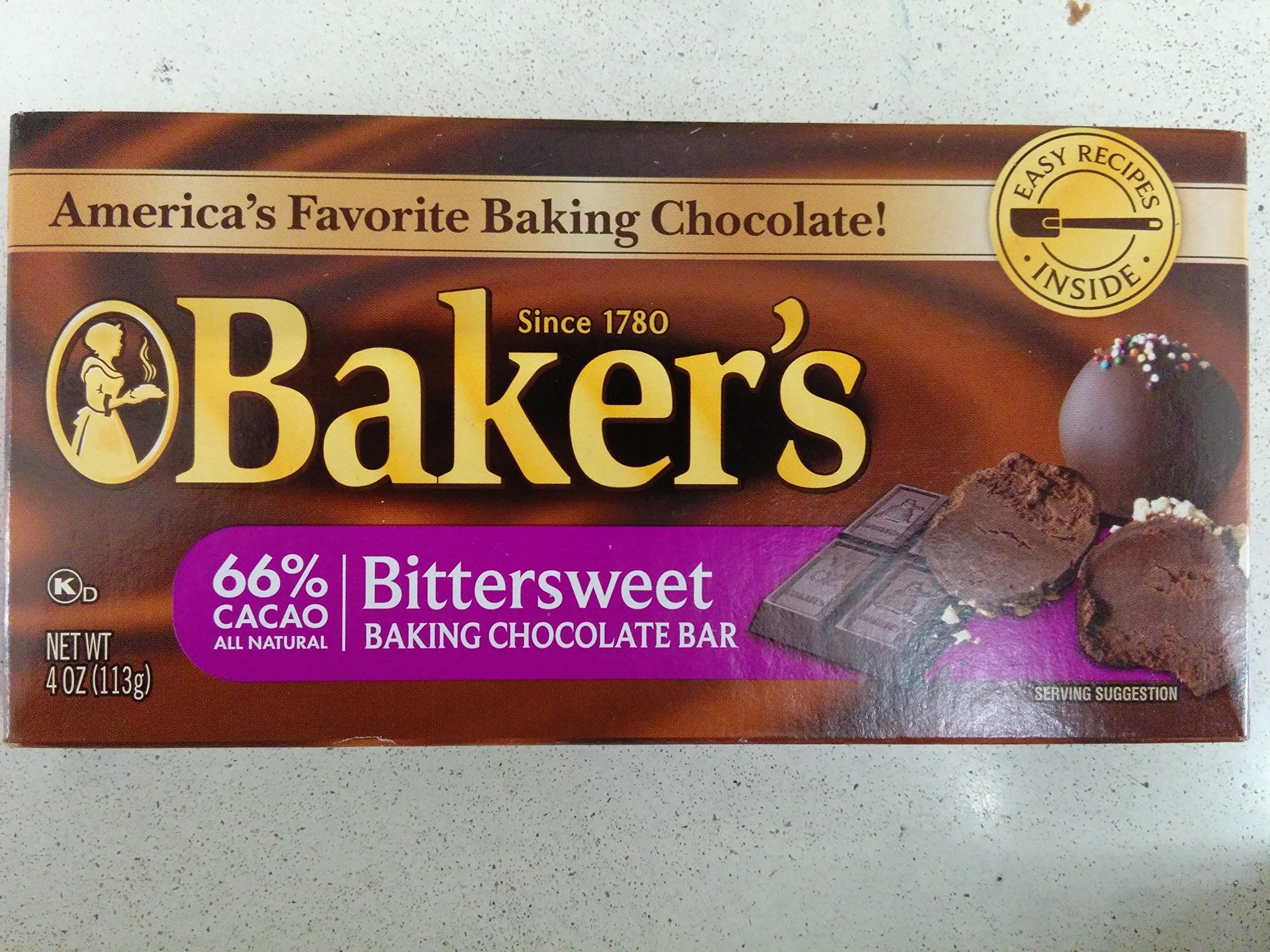 Amazon.com: Baker's Unsweetened Chocolate Premium Baking Bar with 100 % ...
