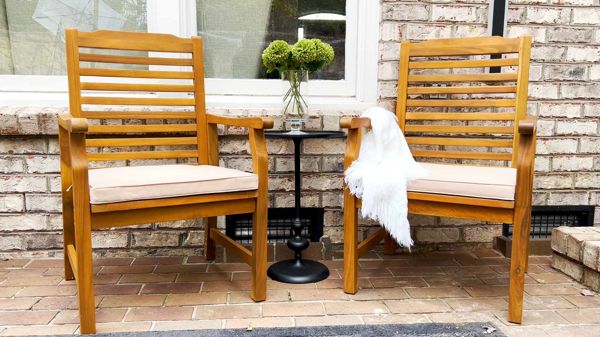 Watch Outdoor Acacia Wood Chairs with Cushions on Amazon Live