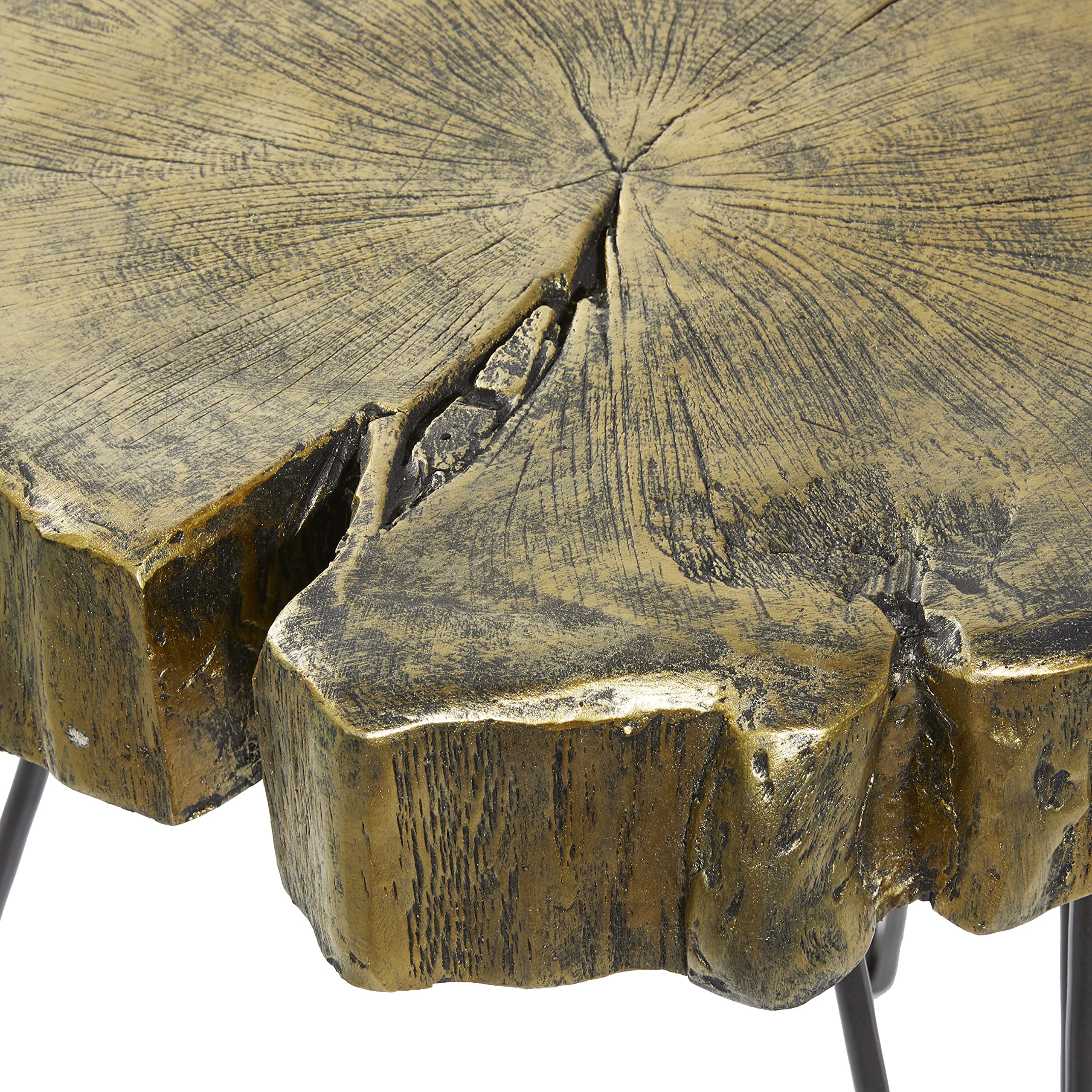 Deco 79 Polystone Tree Trunk Accent Table with Black Hairpin Legs, 19 ...