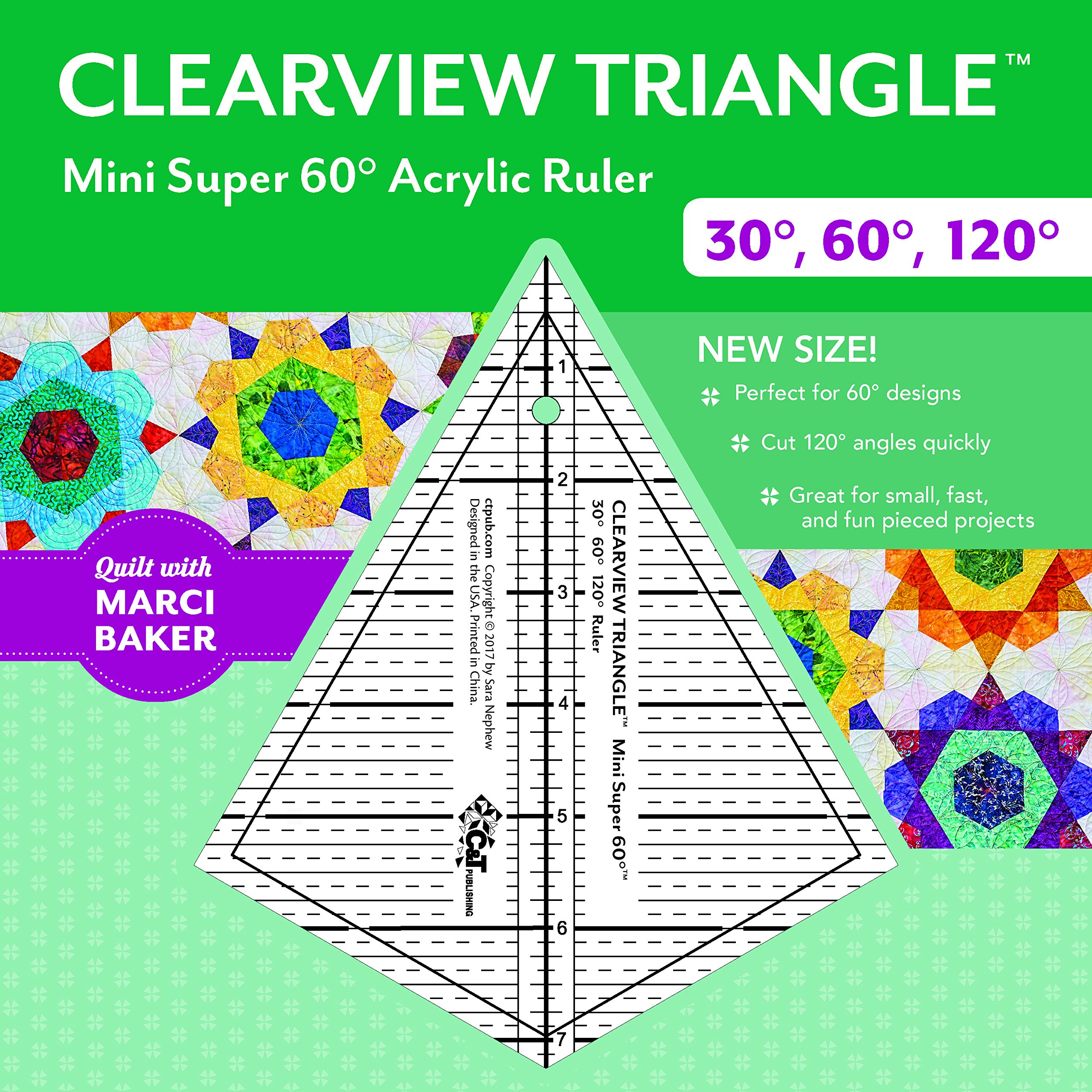 Clearview Triangle™ Mini Super 60™ Acrylic Ruler: 30 degree, 60 degree ...