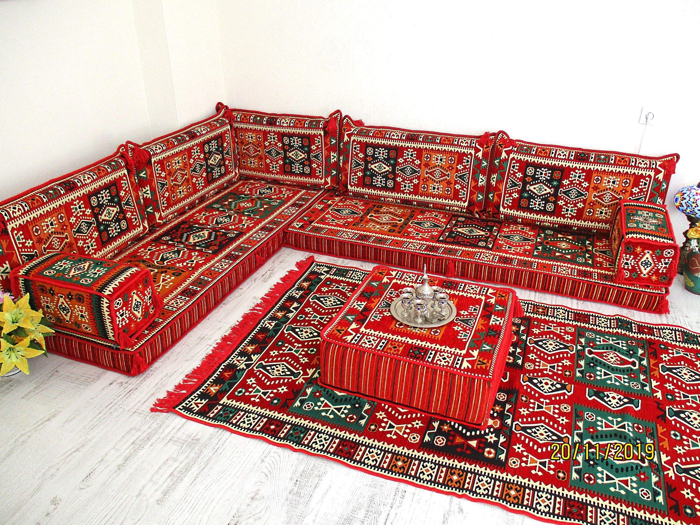 Mystical Anatolia Handmade Arabic Majlis L Shape Sofa Set Oriental ...