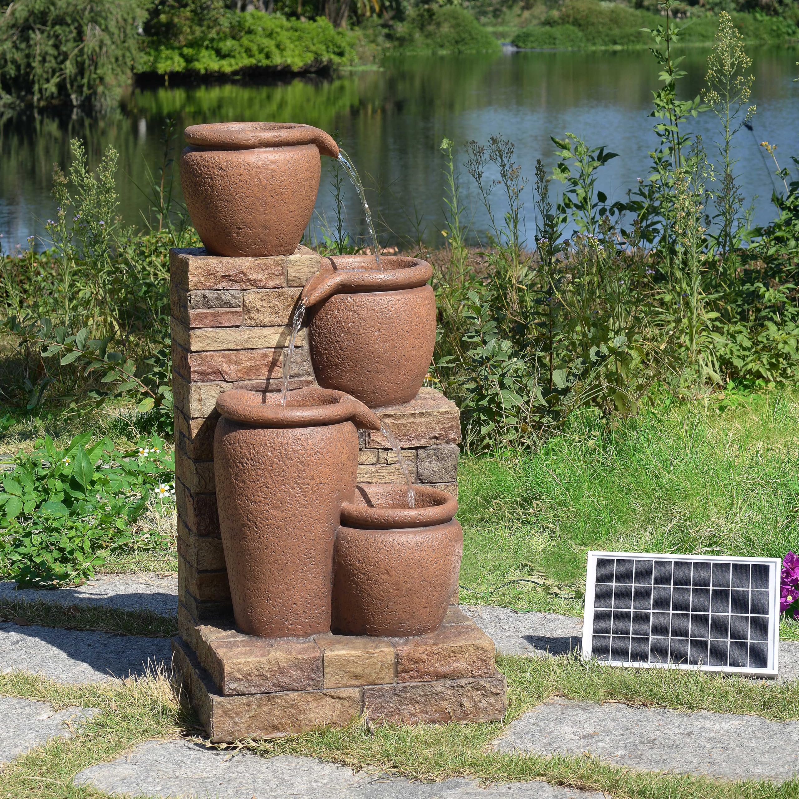 Sutherland Solar Waterfall Fountain Jardin Rock Fountain Water Feature