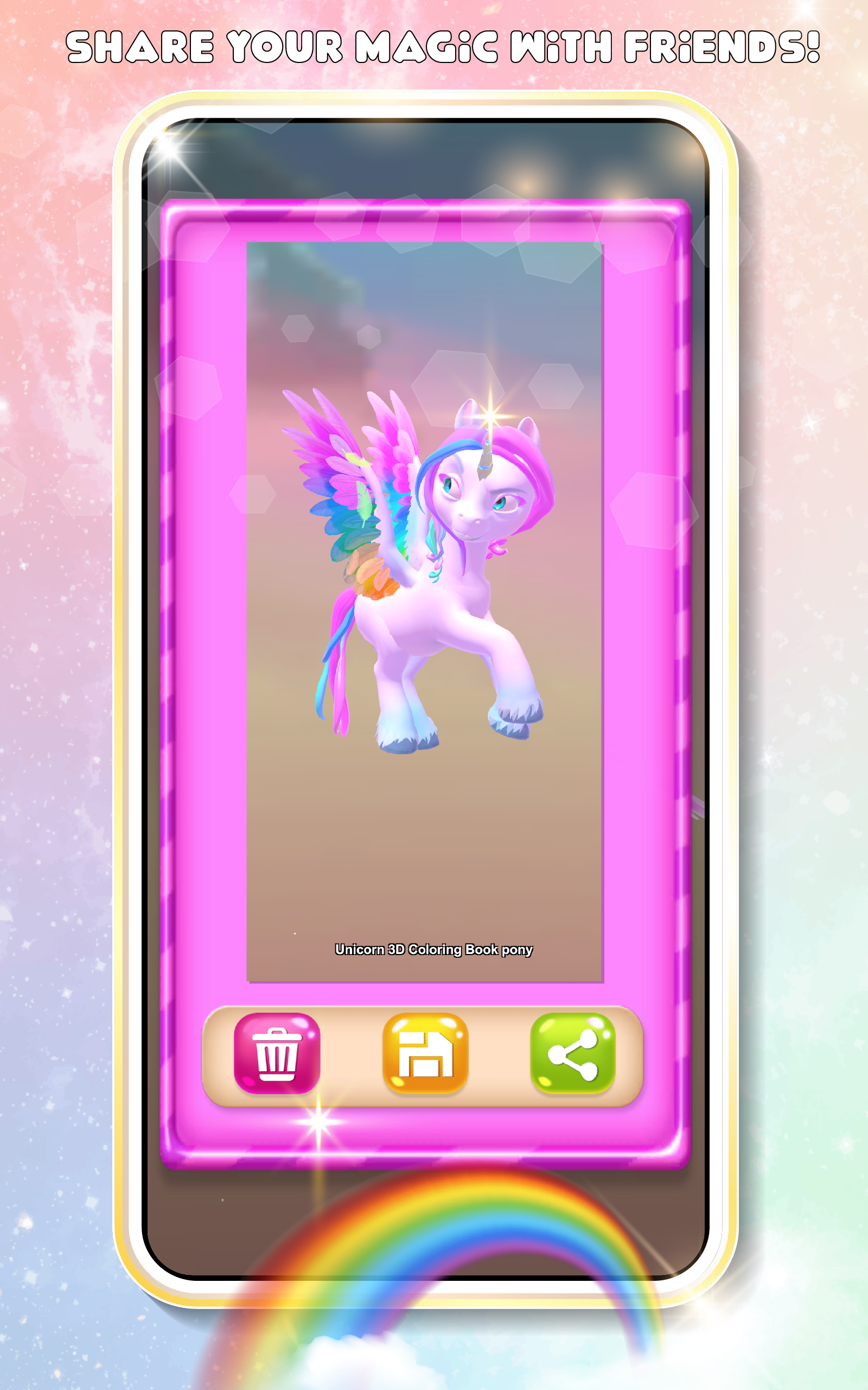 Unicorn Coloring Games for kids 3D Rainbow Glitter colouring book - App ...