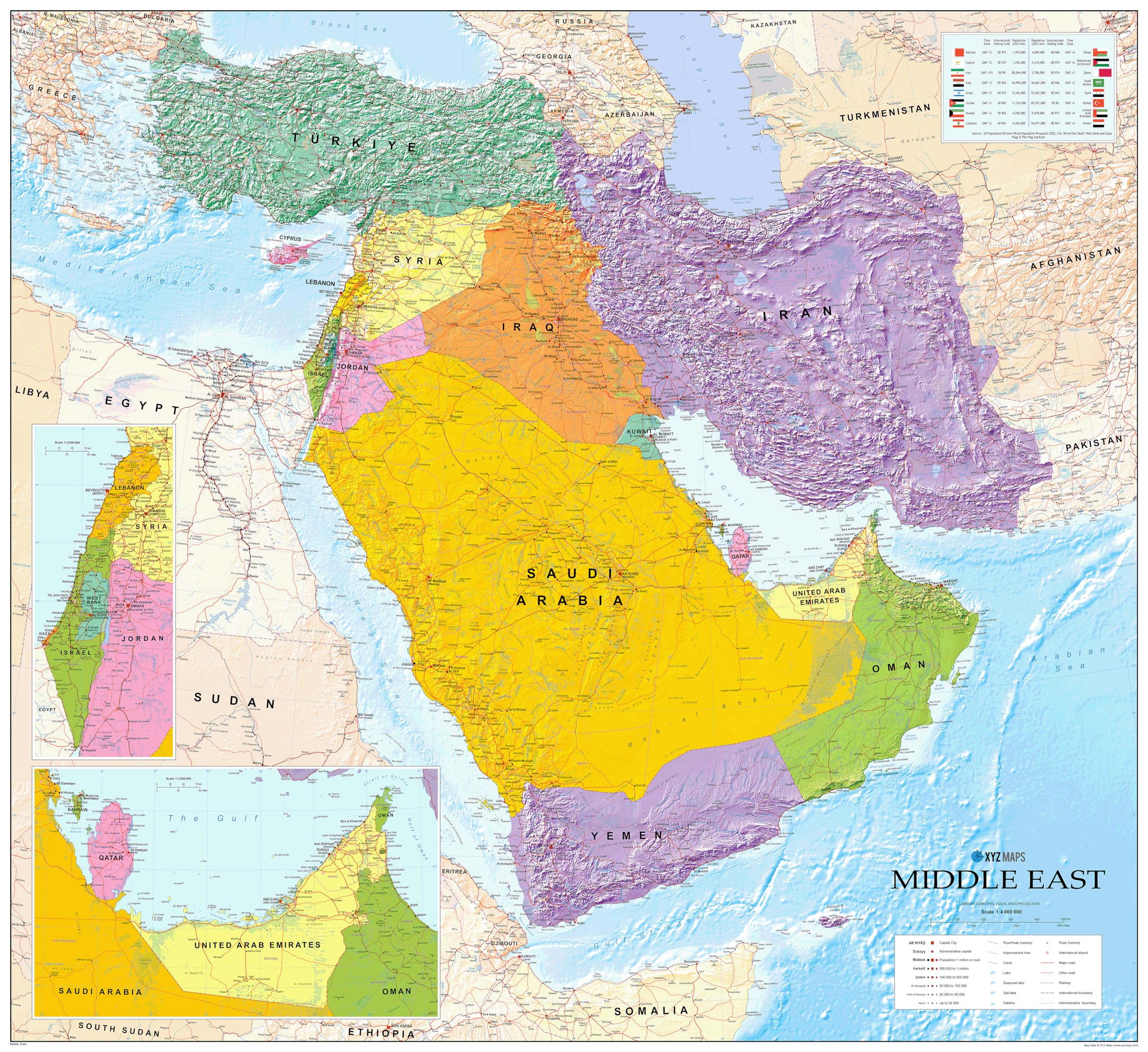 Continental Series: Middle East - Wall Map-Plastic Coated : Amazon.co ...