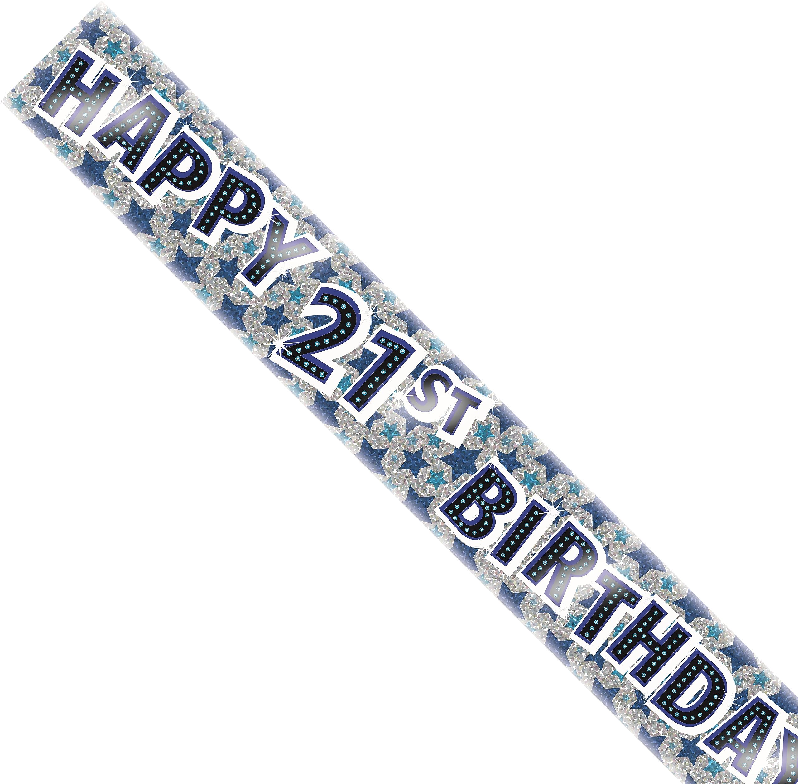 21st Silver And Blue Happy Birthday Stars Age 21 Recyclable Birthday ...
