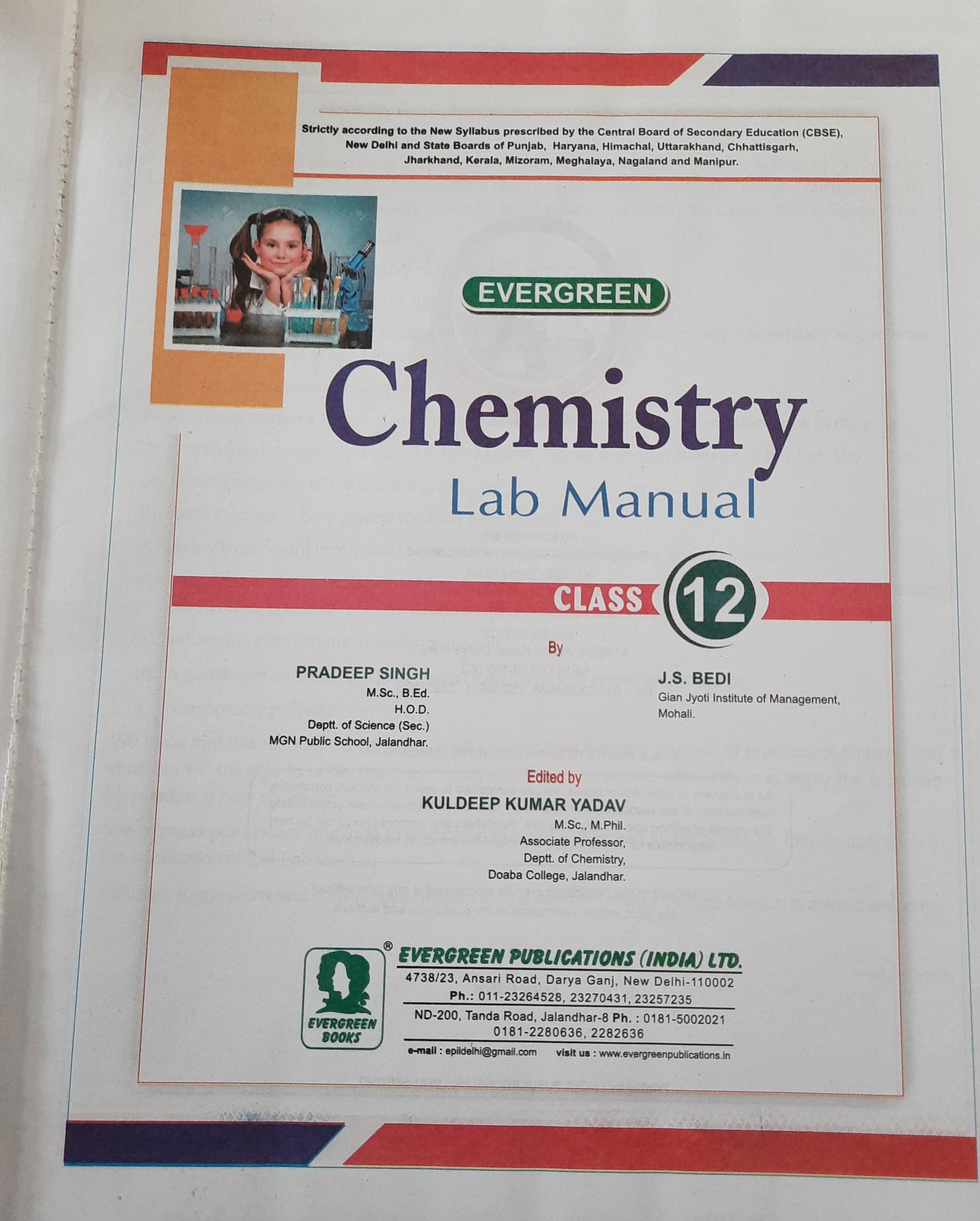 Evergreen CBSE Laboratory Manual In Chemistry Class-12 : Pradeep Singh ...