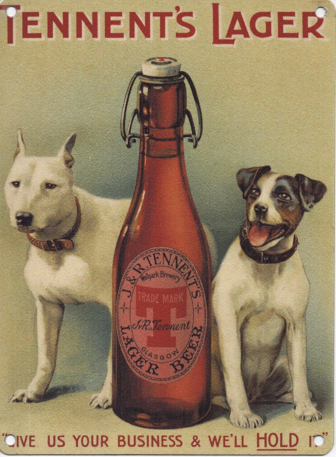 Tennent's Lager - Two Dogs - Mini Metal Wall Sign : Amazon.co.uk: Home ...
