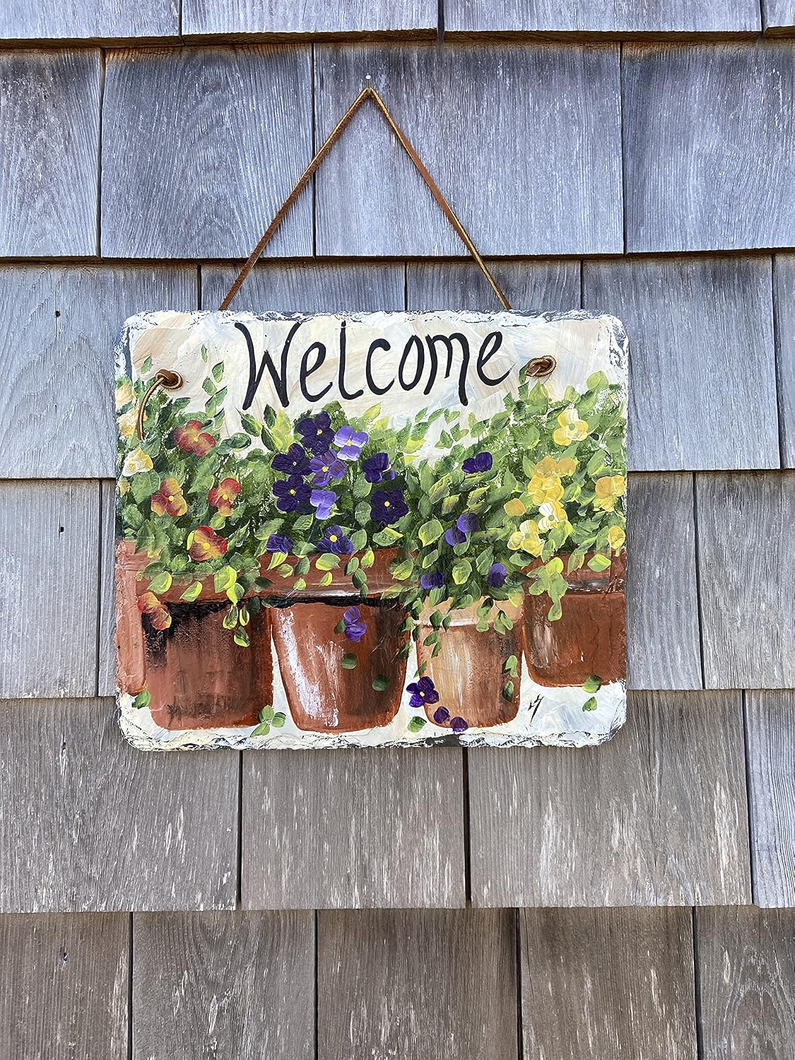 Amazon.com: Wood Plank Sign, Spring Welcome Sign, Front Door Slate ...