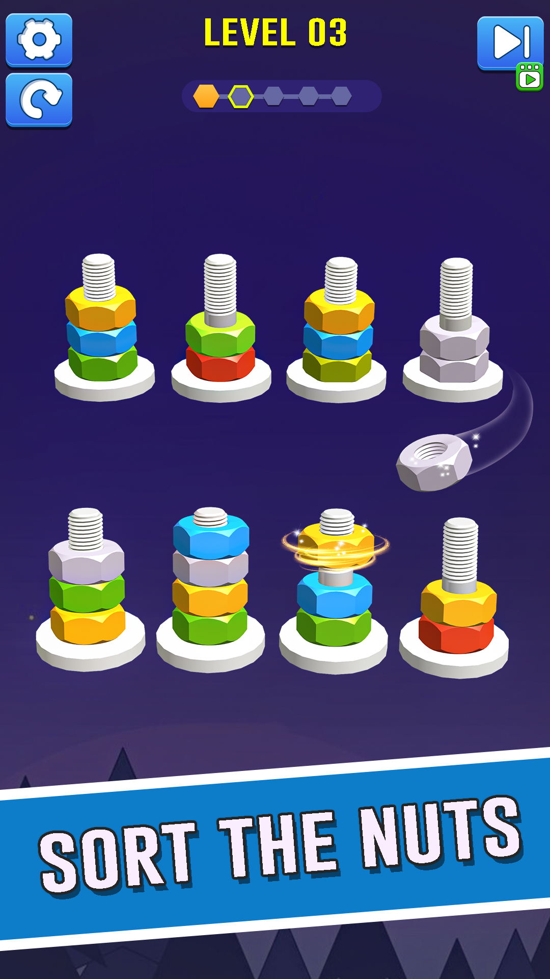 Nuts and Bolts: Nut Sort Game. Dive into the Nuts Bolts Sort challenge. Enjoy addictive Color ...