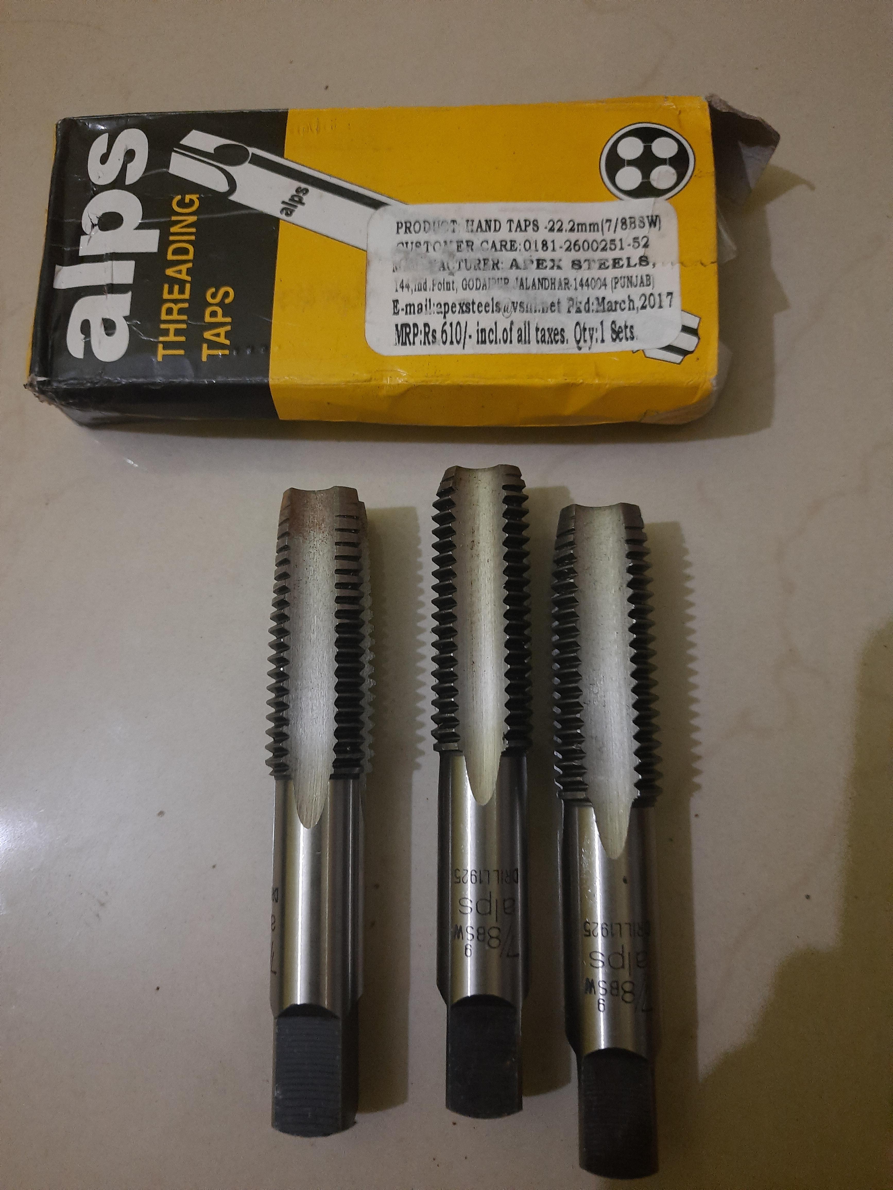 BSW Threading Hand Tap Set 7/8" (22.22 mm) - Carbon Steel : Amazon.in ...