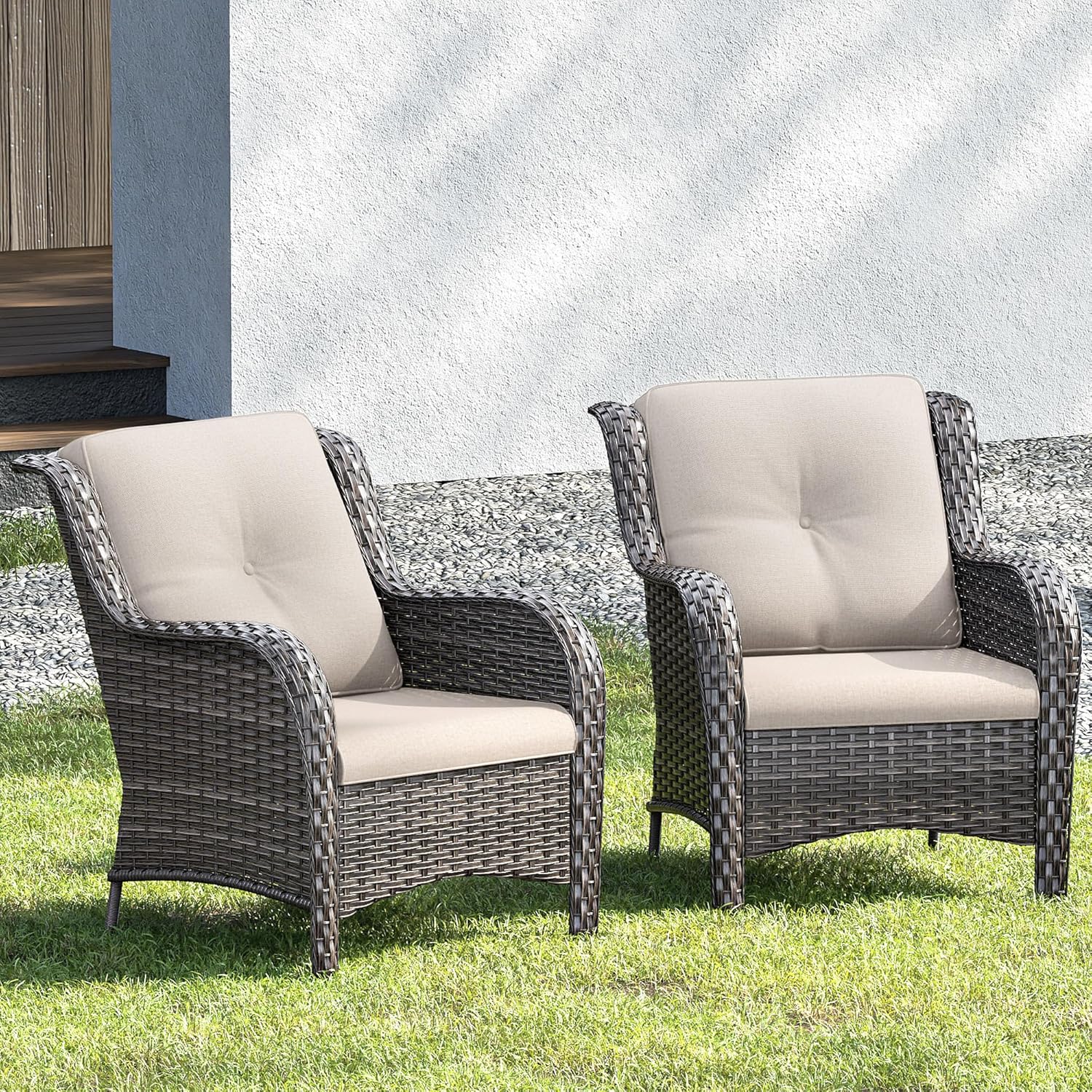 Amazon.com: MaxMulti Luxury Patio Chairs Set of 2, High Back Wicker ...