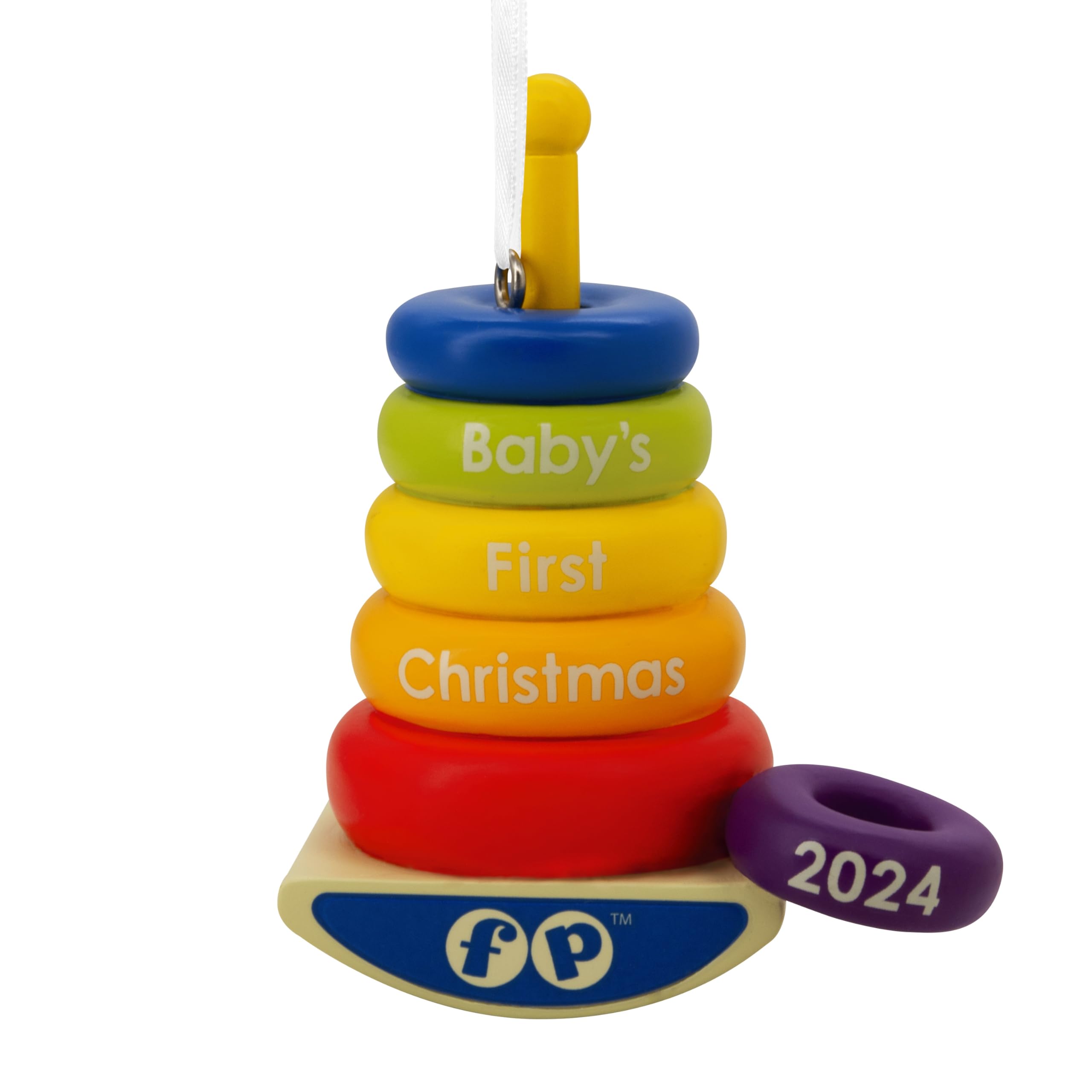 Amazon.com: Hallmark Mattel Fisher Price Baby's First Stacker 2024 Christmas Ornament : Home ...