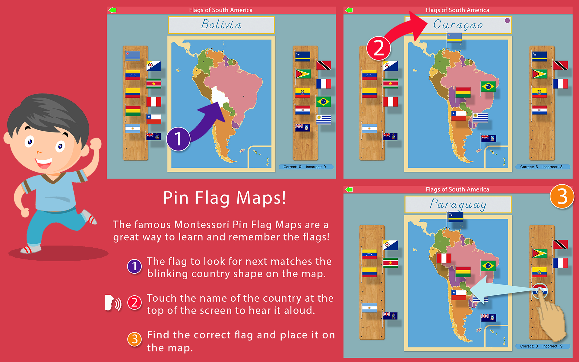 Flags of South America - Montessori Geography for Kids - App on Amazon ...