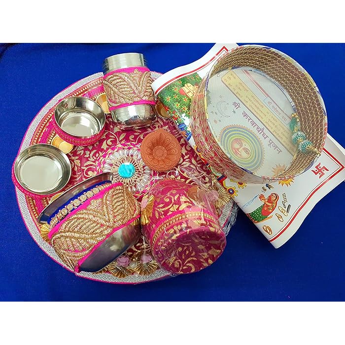 Buy Karva/Karwachauth Indian Traditional Decorative Pooja Thali ...