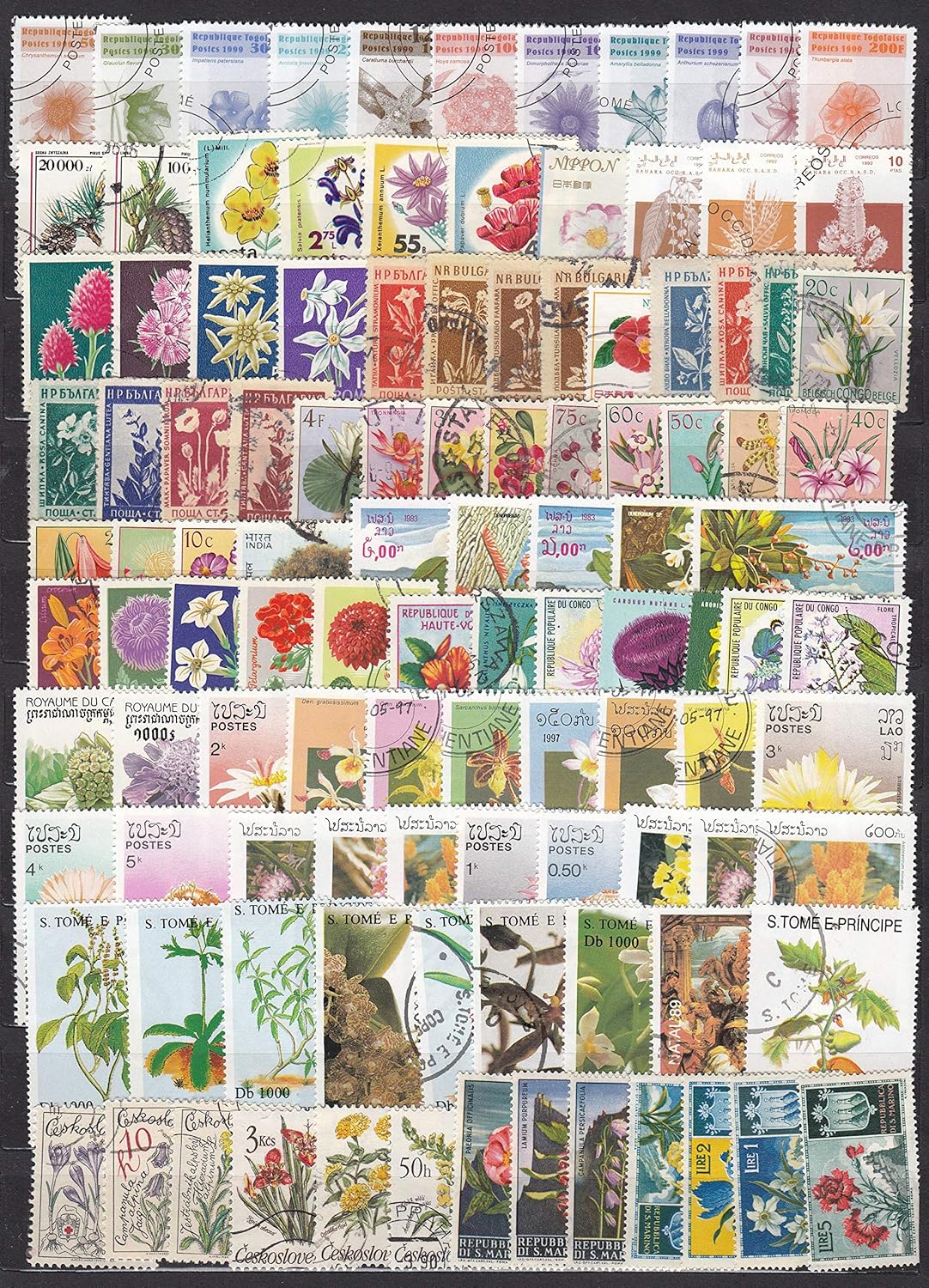 IHC ~ 100 DIFF. Flowers Stamp ~ Good for COLECTION : Amazon.in: Toys ...