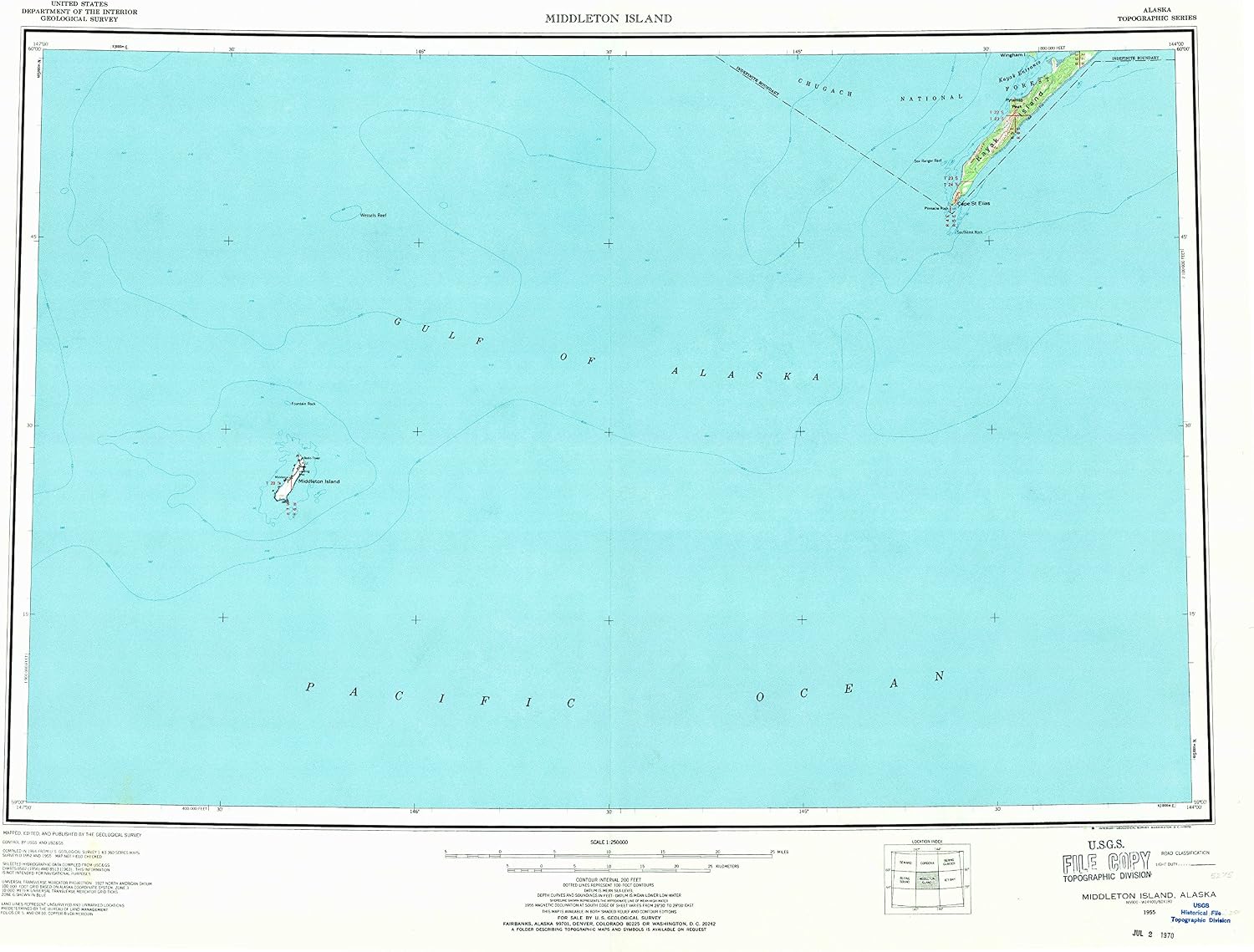 Amazon.com : YellowMaps Middleton Island AK topo map, 1:250000 Scale, 1 ...