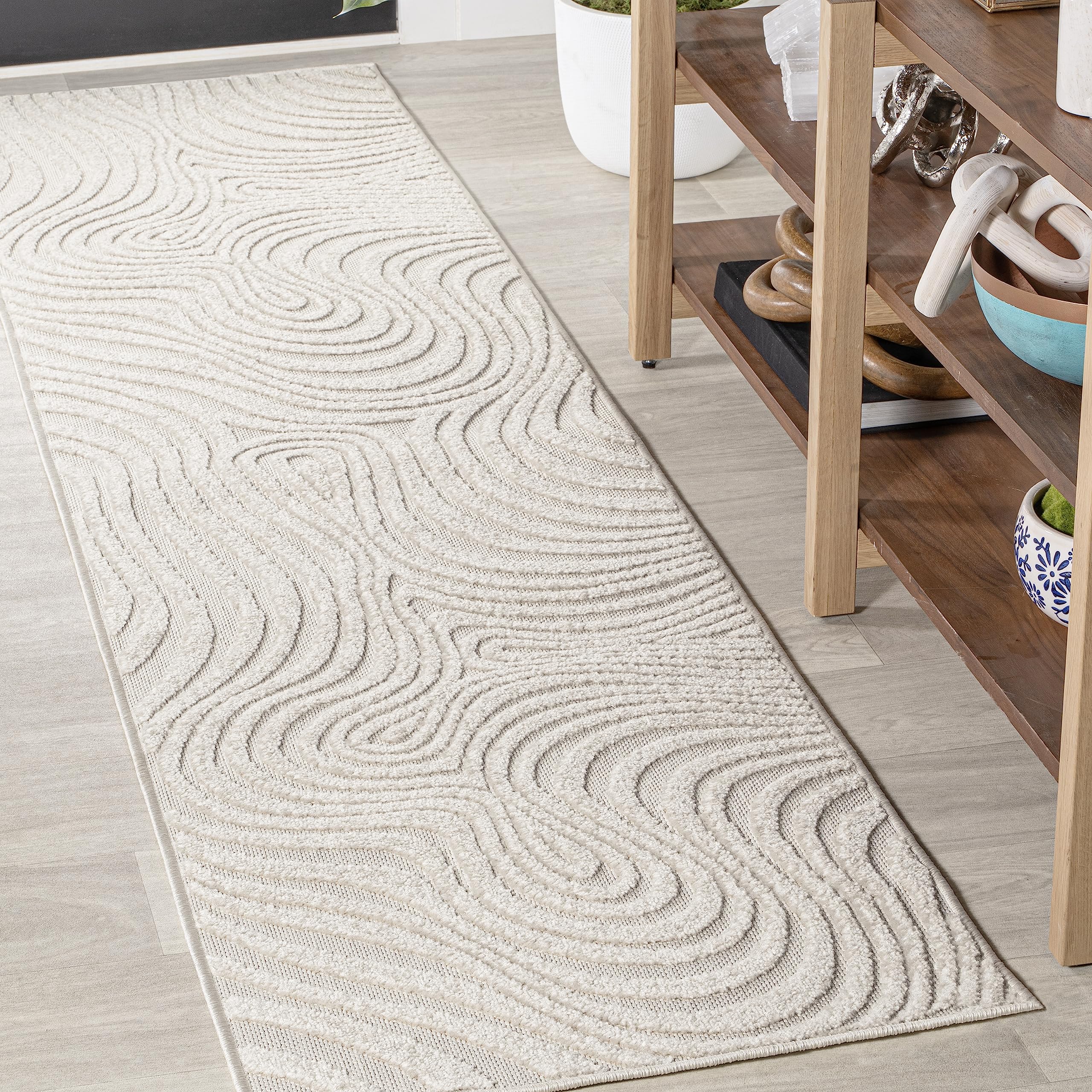 JONATHAN Y SCN103A-28 Maribo Abstract Groovy Striped Indoor Runner Rug ...