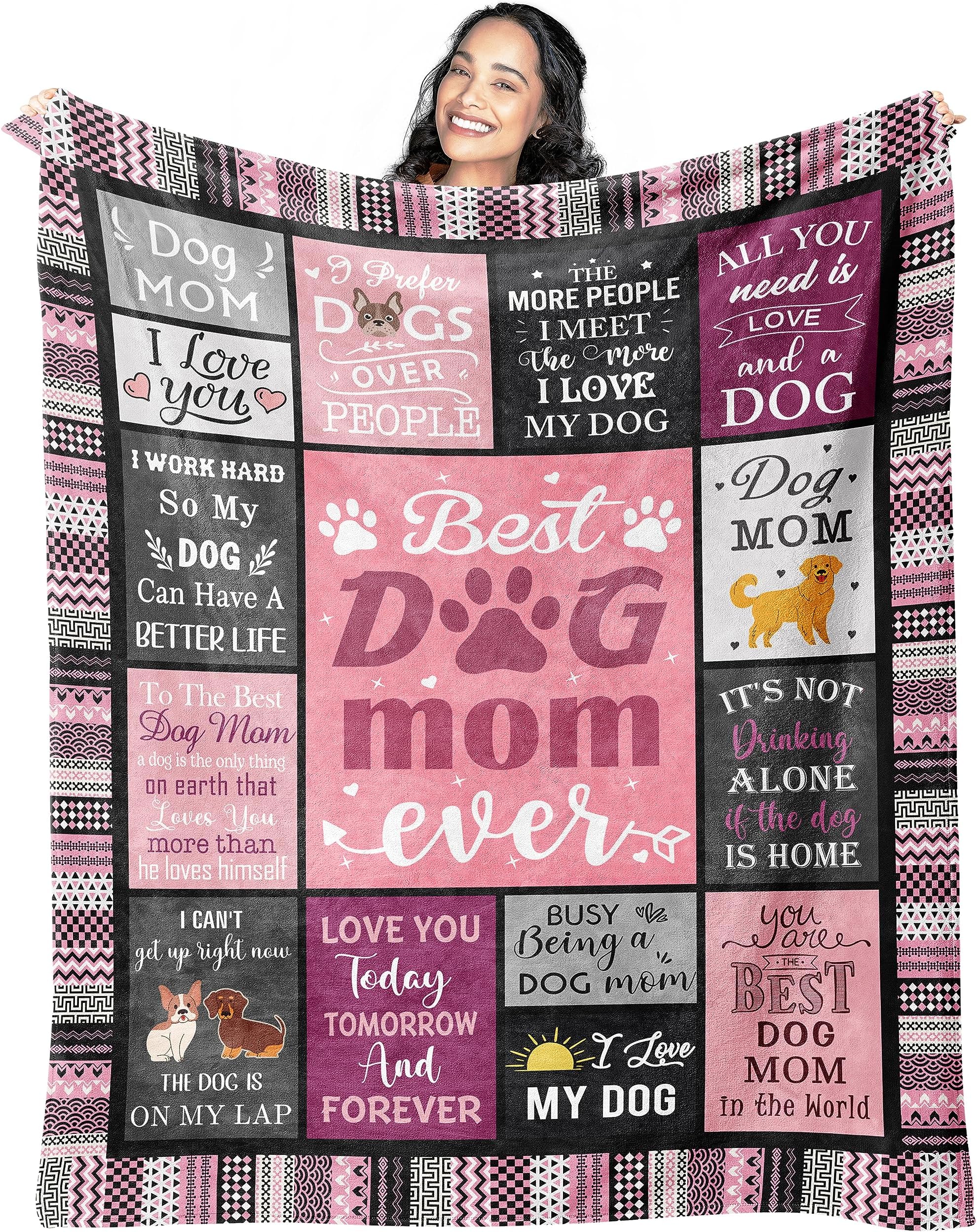 Amazon.com: Dog Mom Gifts For Women, Dog Mom Gifts Throw Blanket 60"x80 ...
