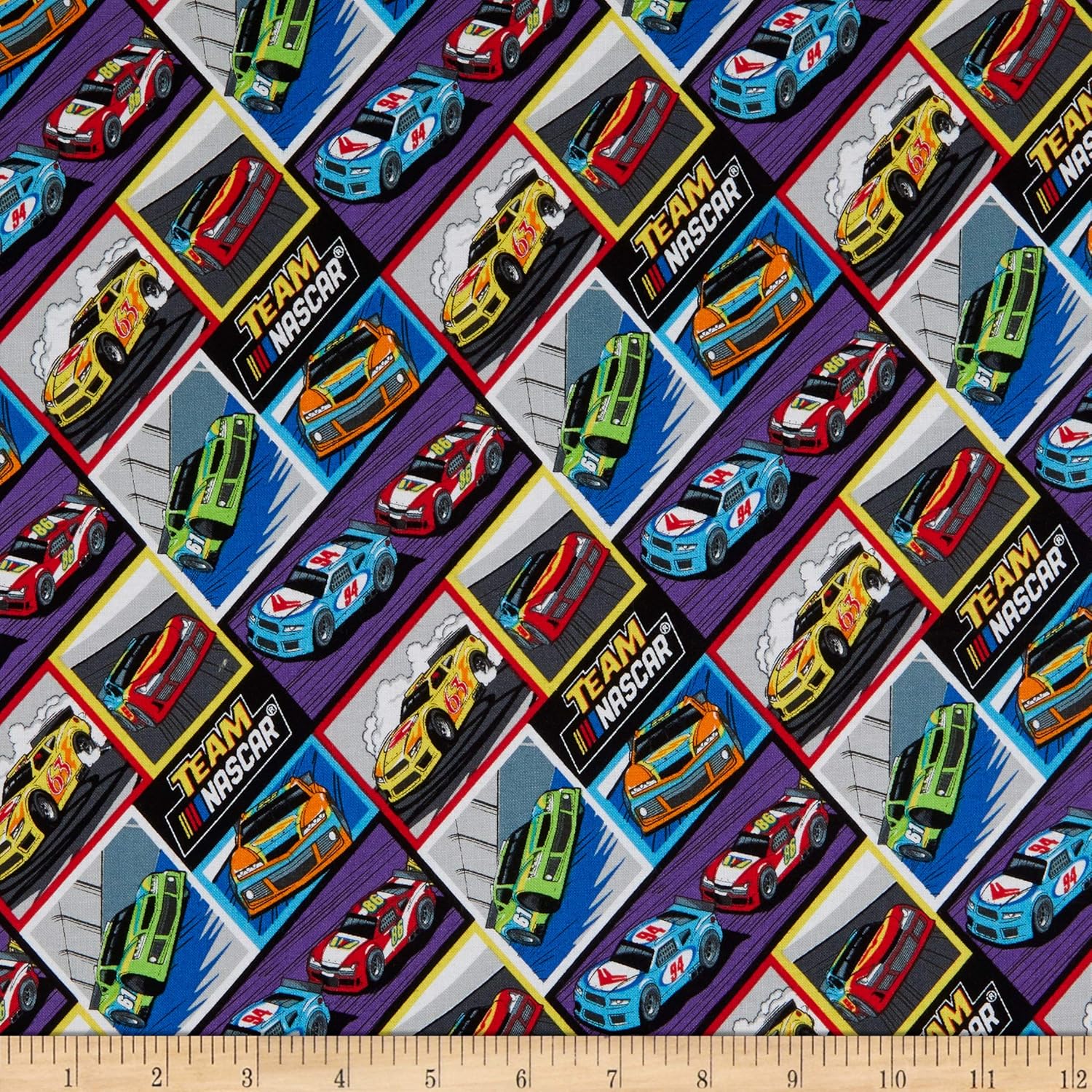Amazon.com: Camelot Fabrics Nascar Racing Blocks Fabric, Multi Yard ...