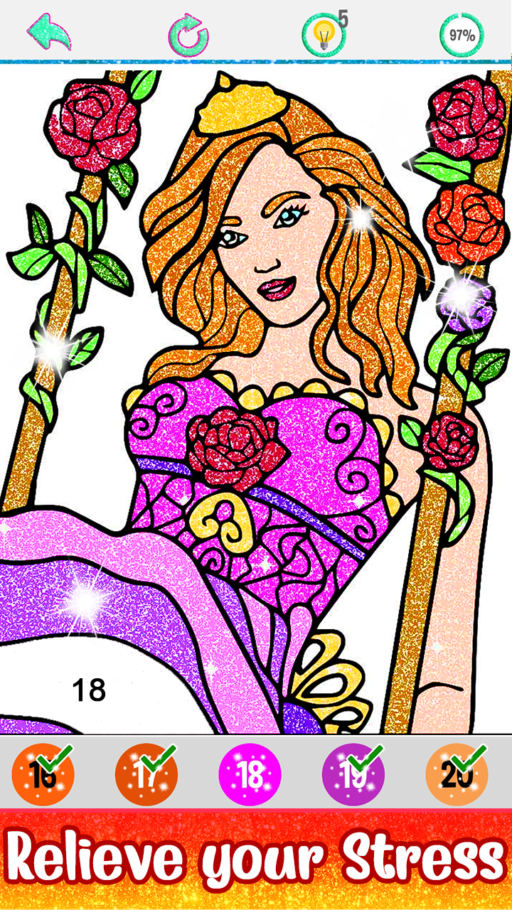 Glitter Color by Number - Grownups Coloring Book Pages:Amazon.co.uk ...