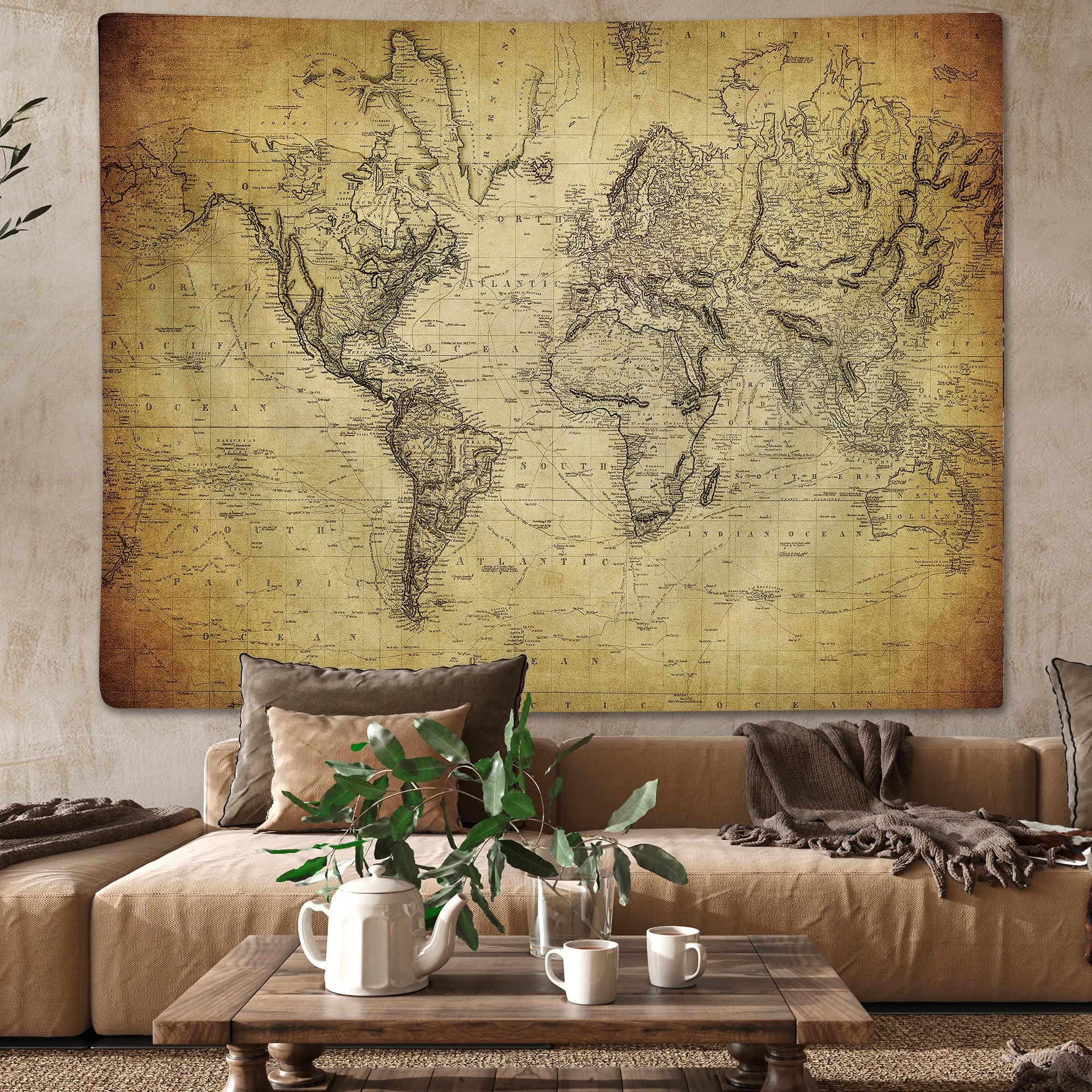 Living Room Old World Map Shade