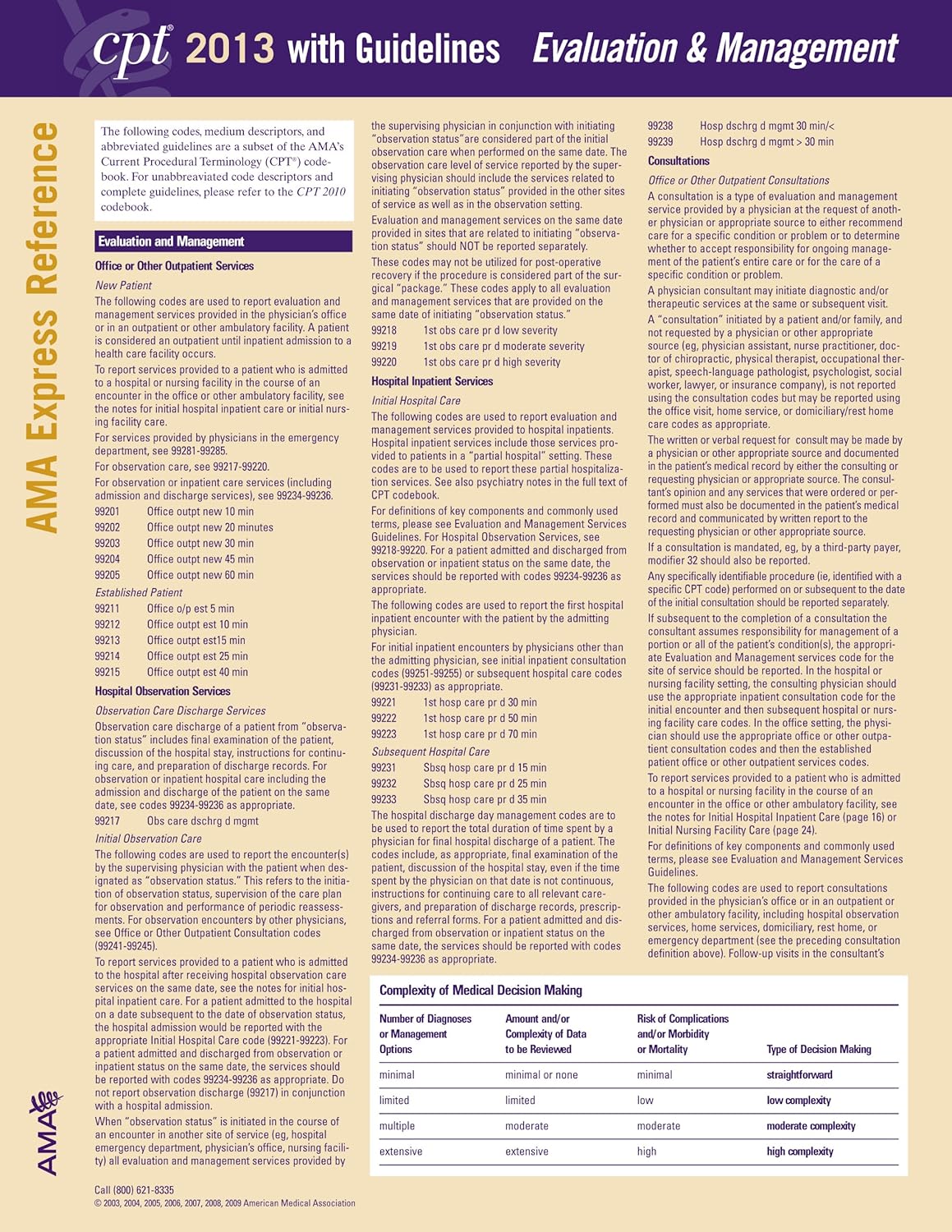 Amazon | CPT 2013 Express Reference Coding Card E/M (CPT Express Reference Coding Cards ...