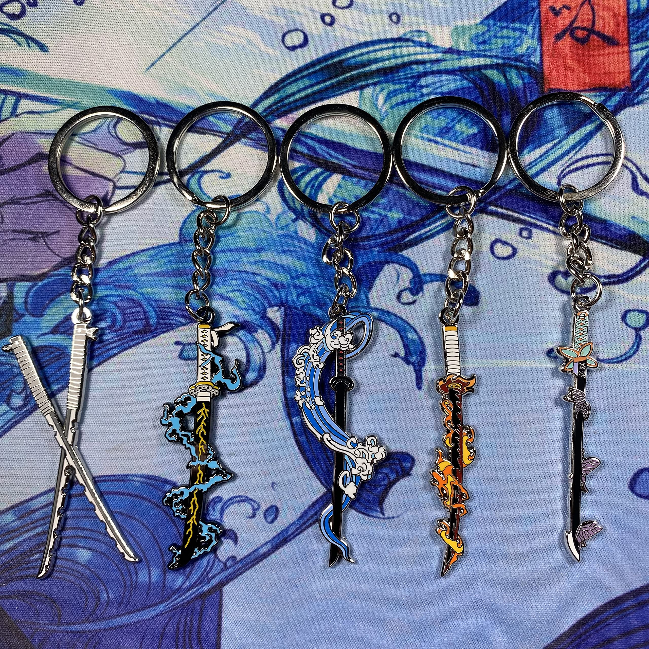 Demon Slayer Kimetsu No Yaiba Tanjiro Keychains Water Breathing ...