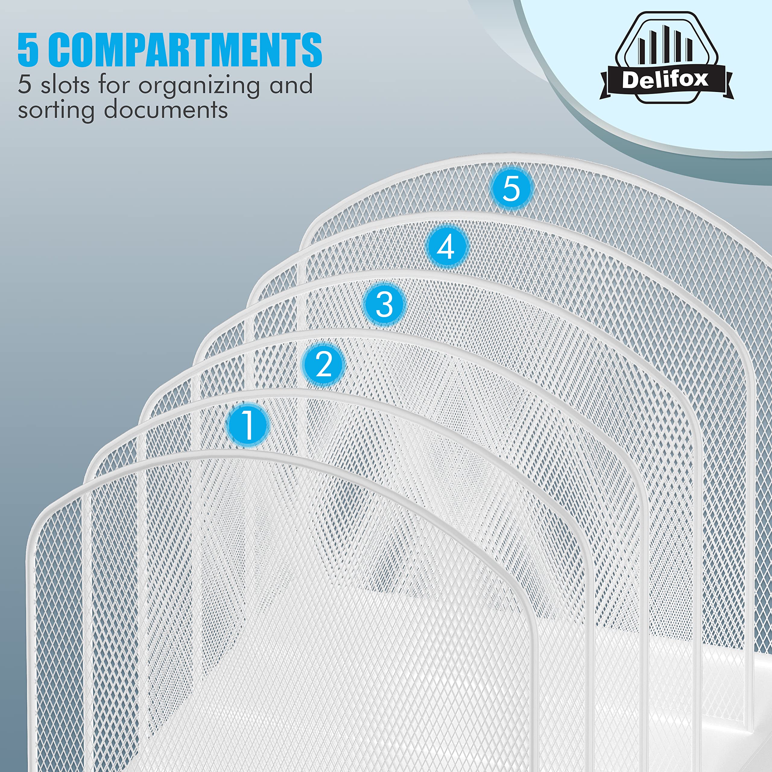 Snapklik.com : Delifox Inclined Desk File Organizer, 5-Section Vertical ...