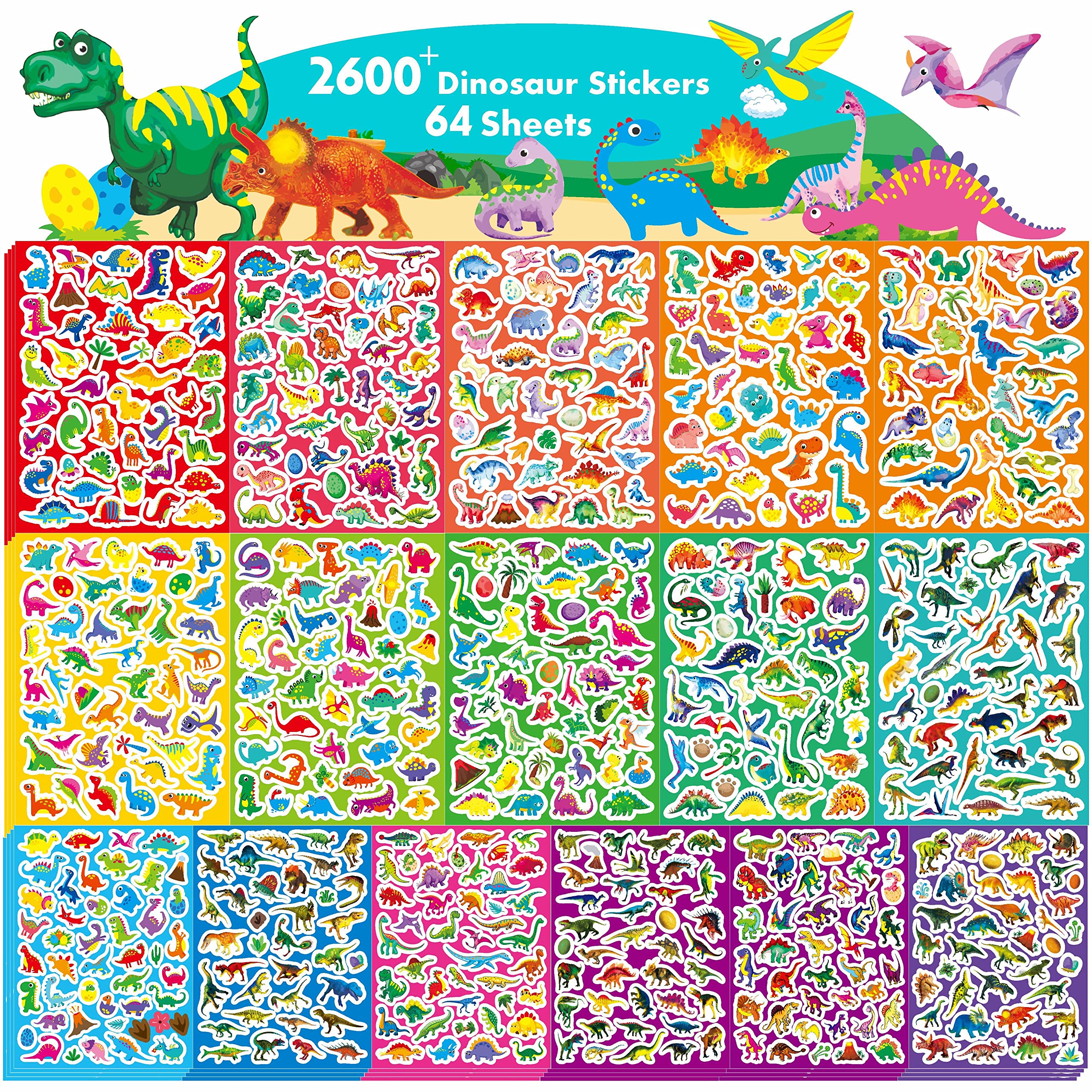 Snapklik.com : 2600+ Incentive Stickers, 64 Sheets Adorable Dinosaurs ...