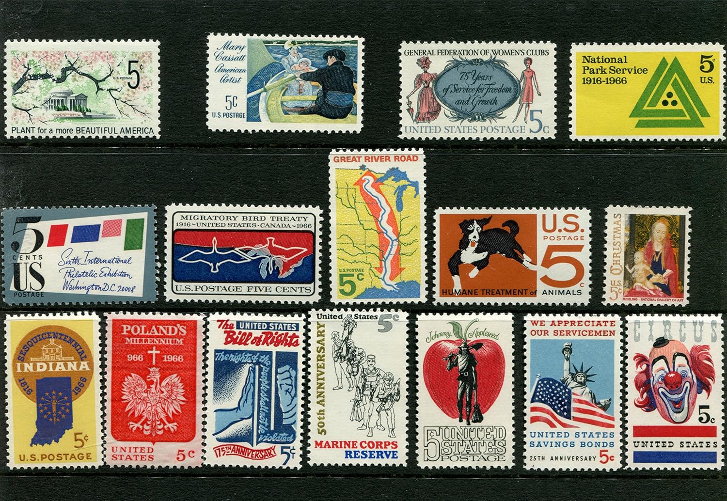 Amazon.com: Complete set of US Commemorative Stamps issued in 1966 ...