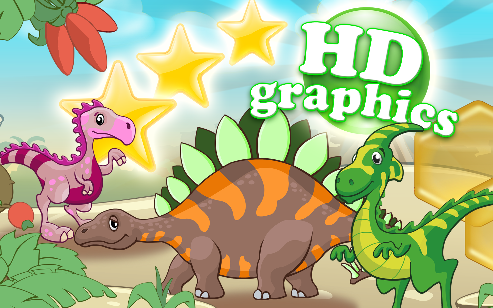 Dinosaurs walking with fun HD puzzles for toddlers and kindergarten ...