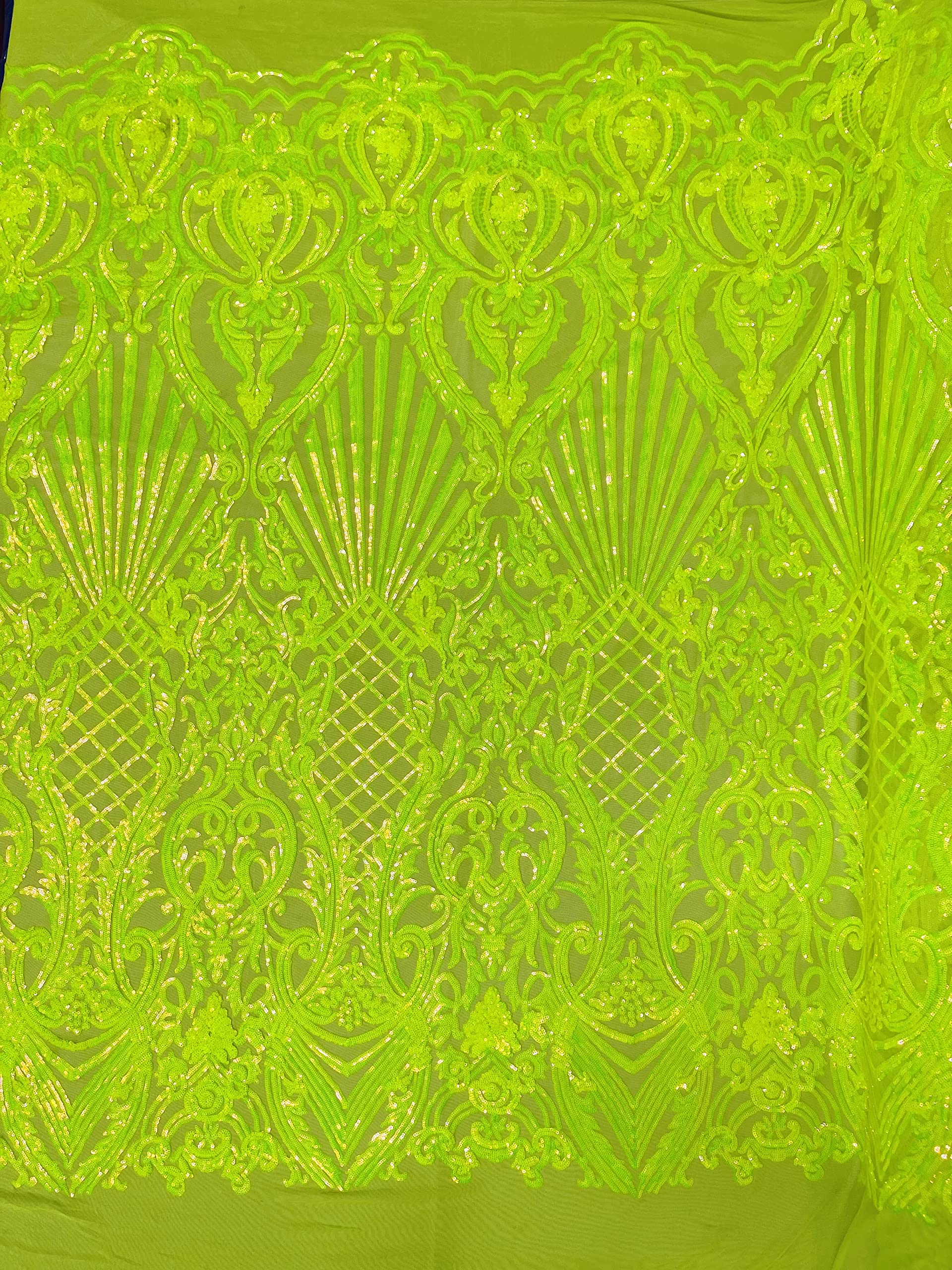 Lime Green Damask Pattern