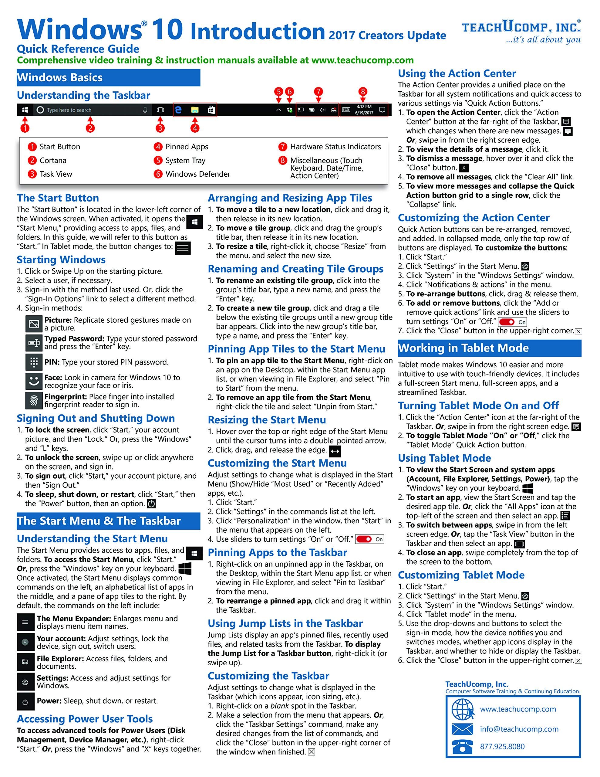 Windows 10 Introduction 2017 Creators Update Quick Reference Training ...