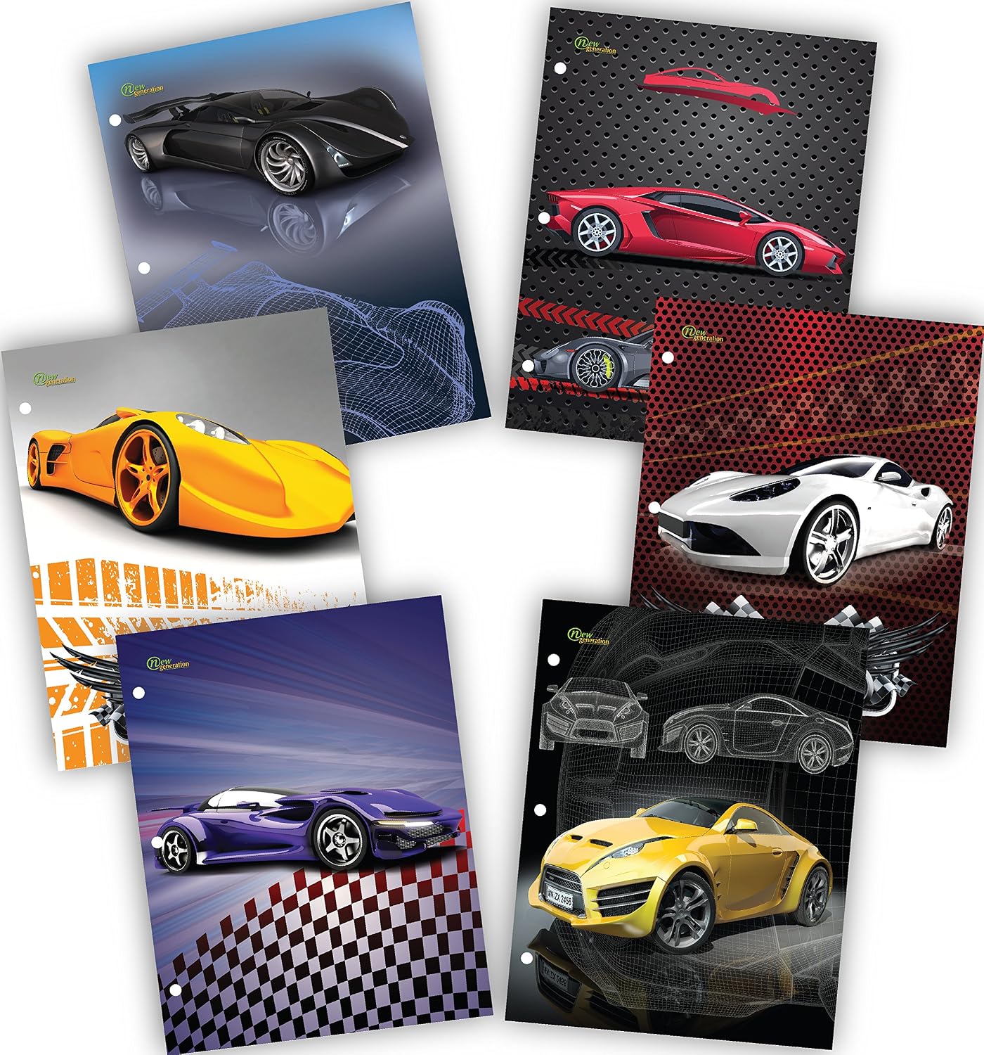 NEW GENERATION – Cars - School Supplies 2-Pocket Folder Value Pack with ...