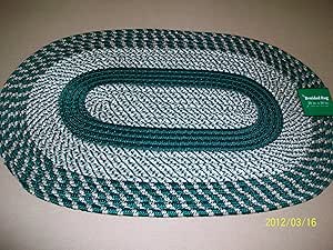 Amazon.com: GREEN, 20" X 30" BRAIDED OVAL RUG, RUNNER, 1 FOOT 8 INCH BY ...