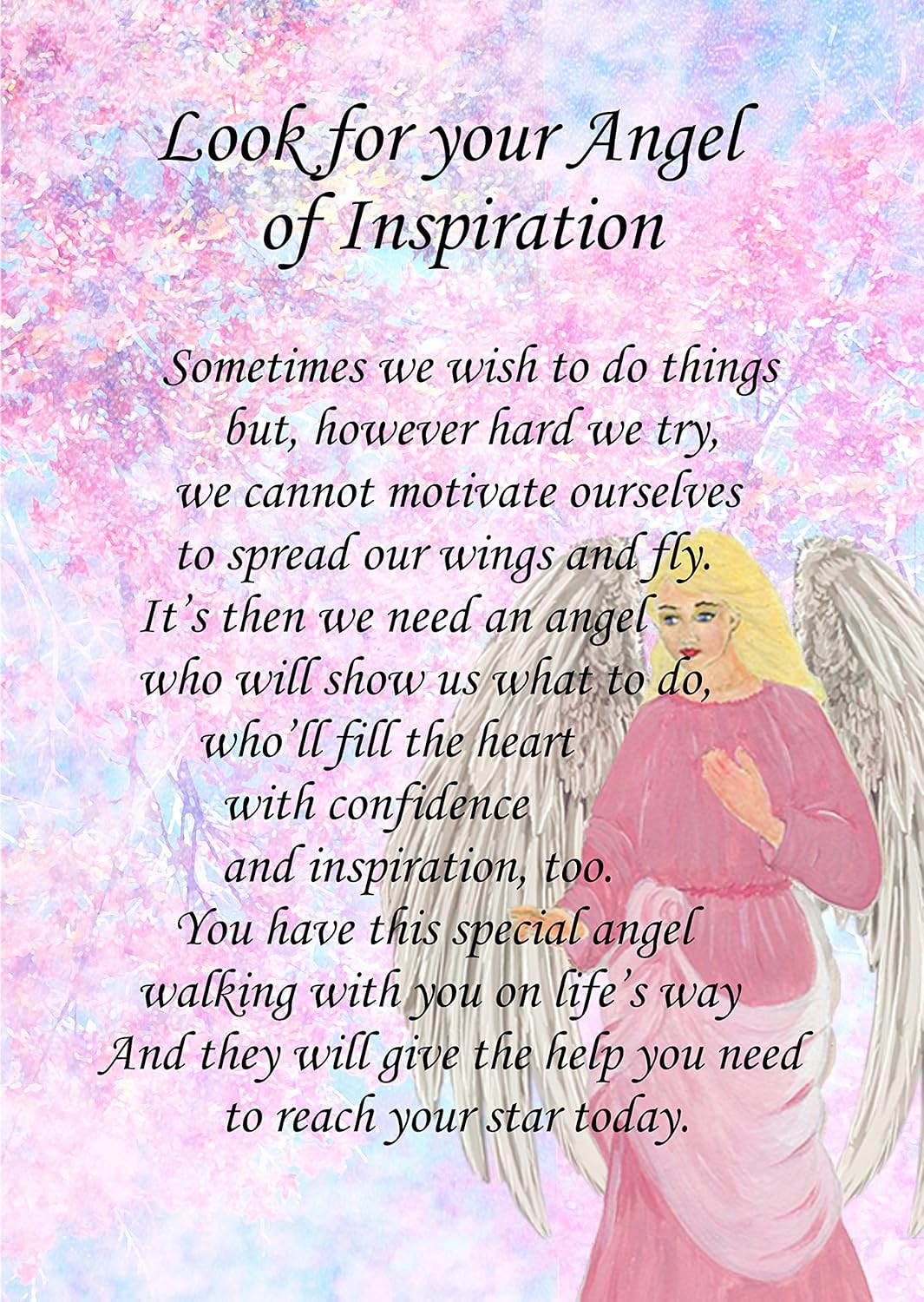 Angel of Inspiration Poem Verse Greeting Card : Amazon.co.uk ...