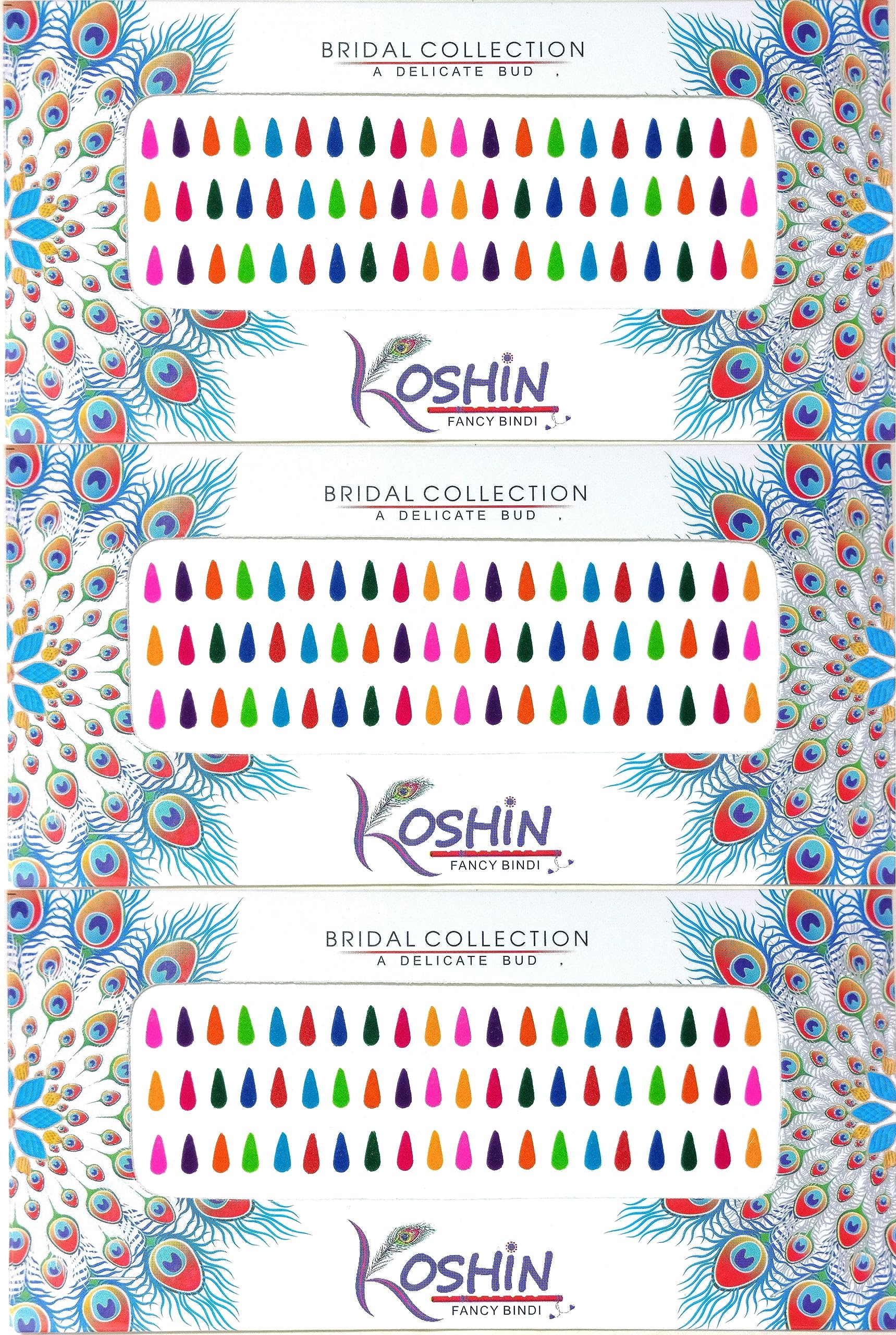 KOSHIN Multi Color Tilak Drop Shape Small Size Height 8mm Forehead ...