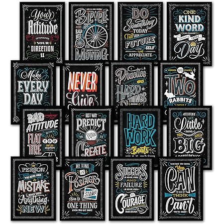 Amazon.com: 16 Inspirational Classroom Posters - Chalkboard ...