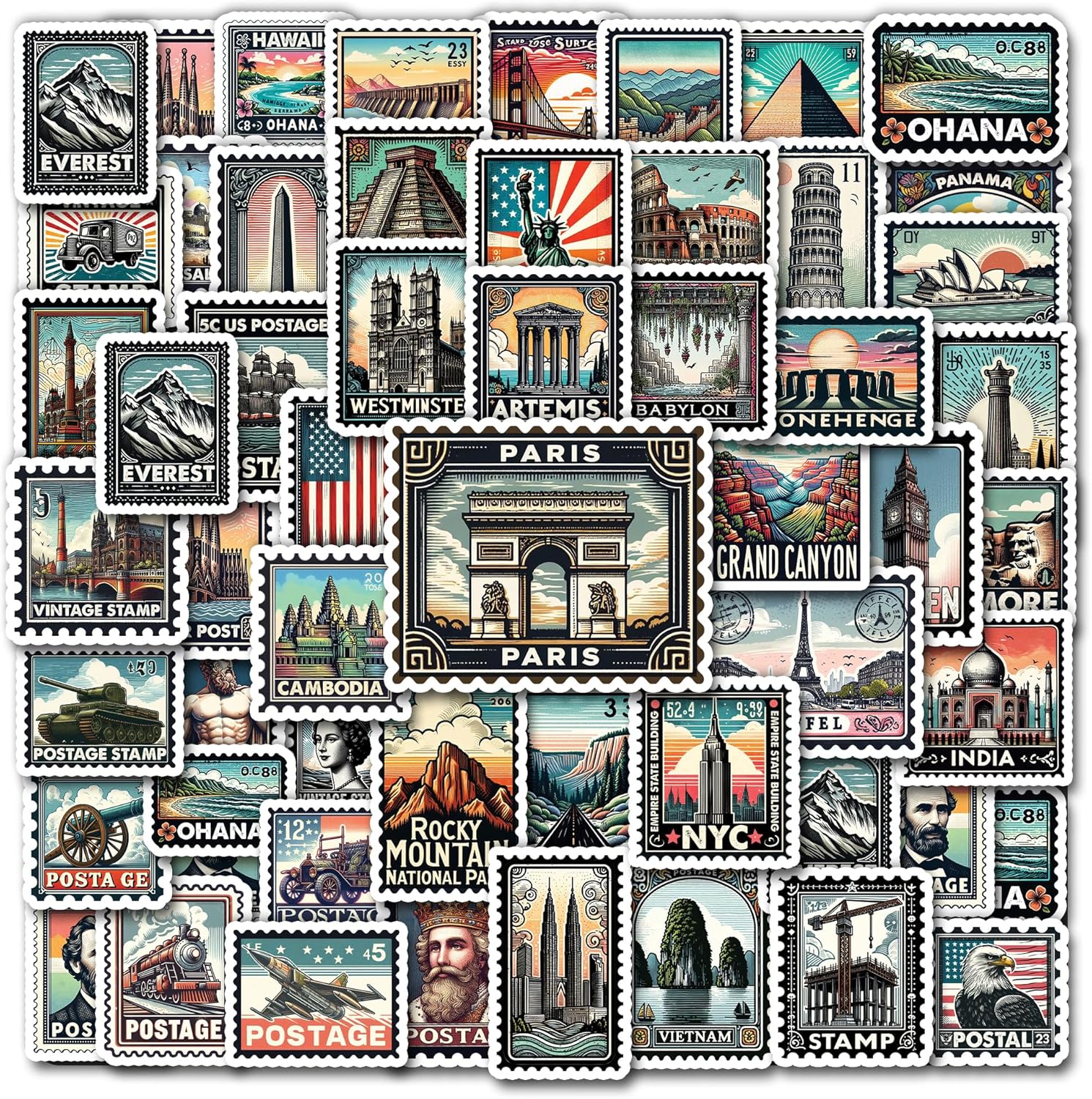 Amazon.com: BIGZORO Pack 50 PCS Stamp Sticker Print Envelopes ...