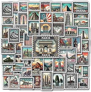 Amazon.com: BIGZORO Pack 50 PCS Stamp Sticker Print Envelopes ...