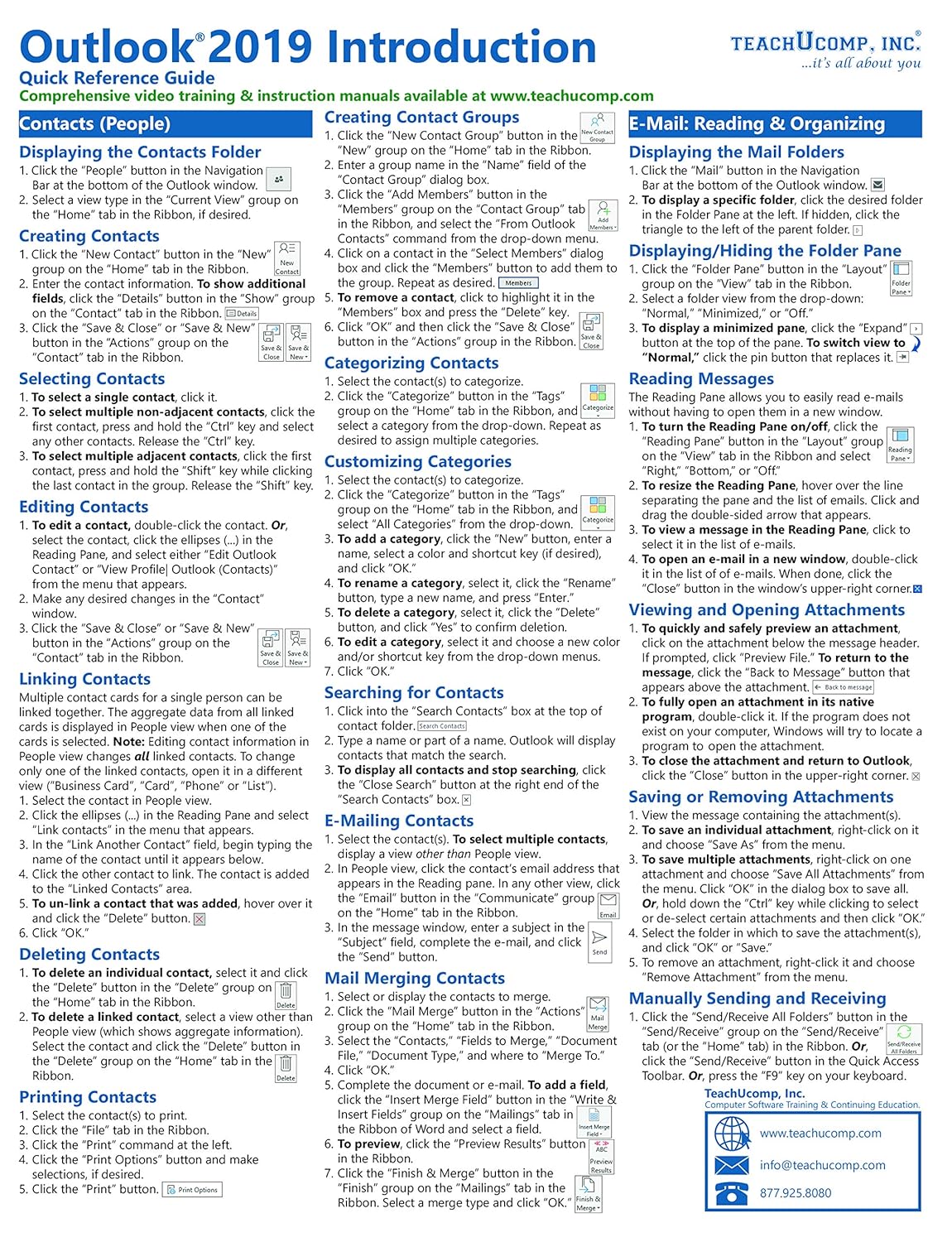 Microsoft Outlook 2019 Introduction Quick Reference Training Tutorial ...