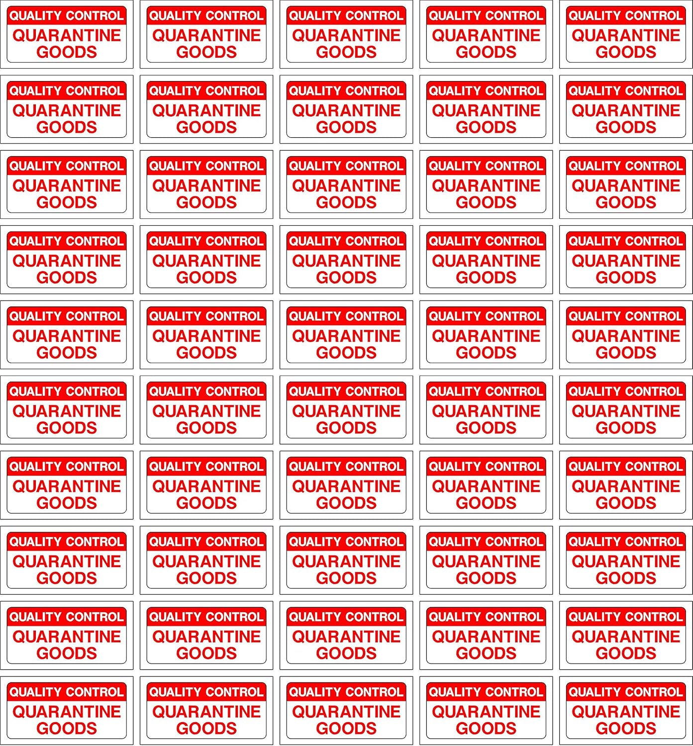 Quality control labels Quarantine goods - 50 Stickers 40mm x 20mm ...