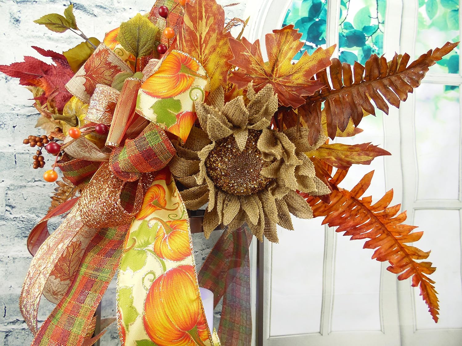 Amazon.com: Fall Lantern Topper, Fall Swag, Fall Pumpkin Swag, Fall ...